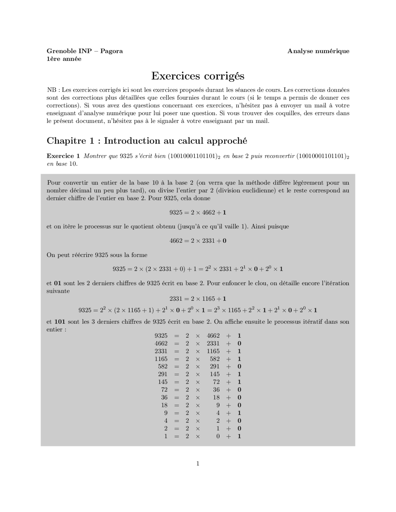Exos Méthode Numérique Exercises Numerical Methods In Engineering