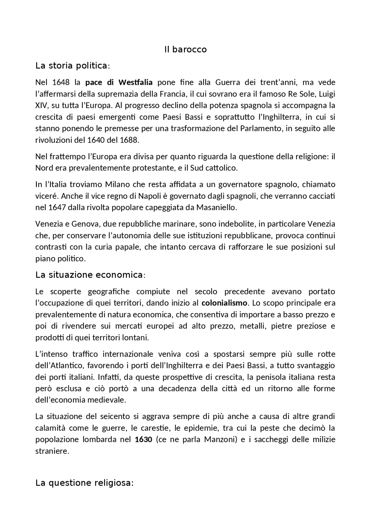 Il barocco letterario | Dispense di Italiano | Docsity