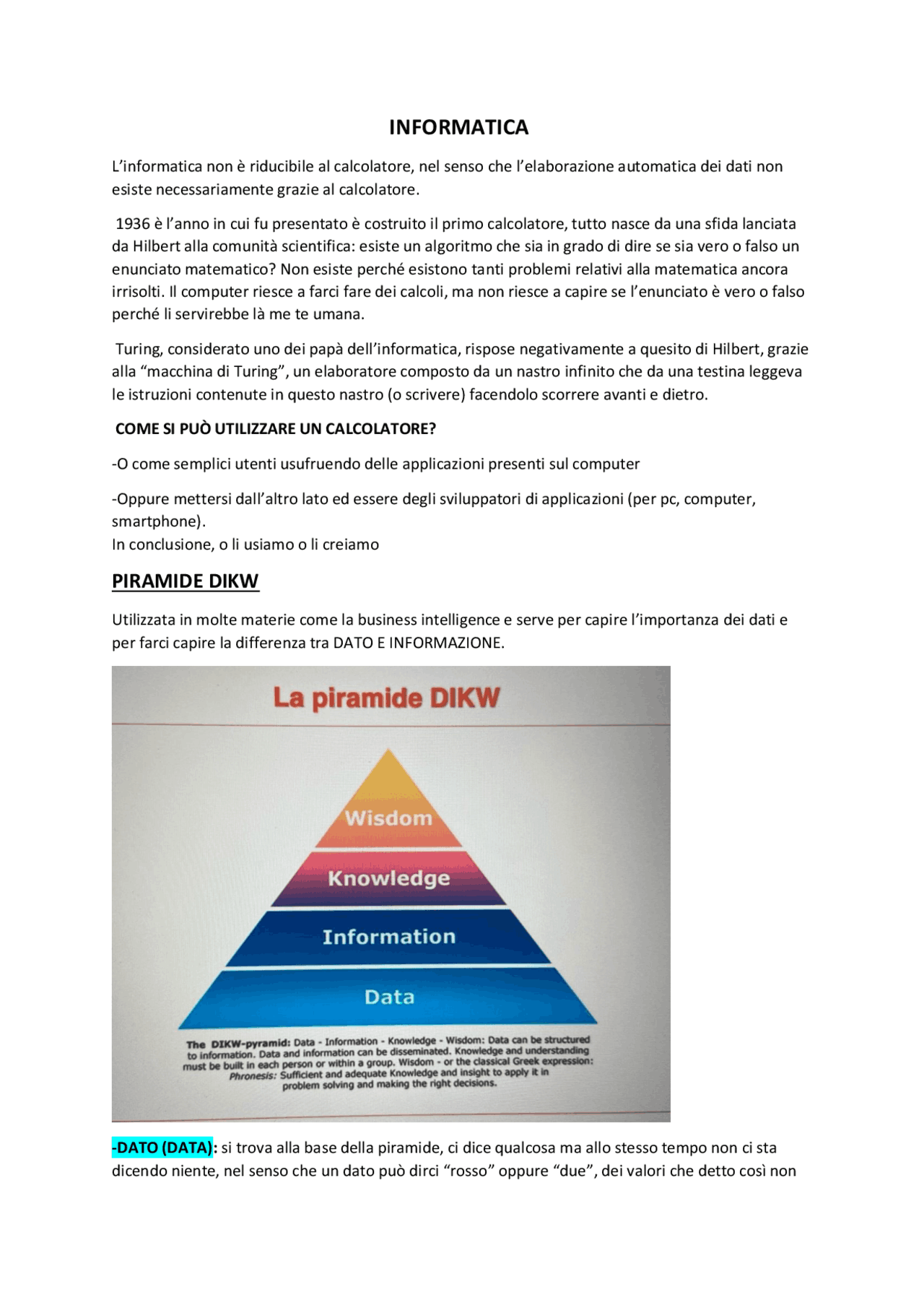 DISPENSE DI INFORMATICA CON ESERCIZI | Dispense di Elementi di Informatica | Docsity