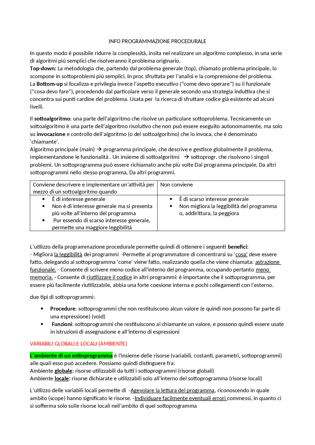 Informatica, programmazione procedurale teoria | Dispense di ...