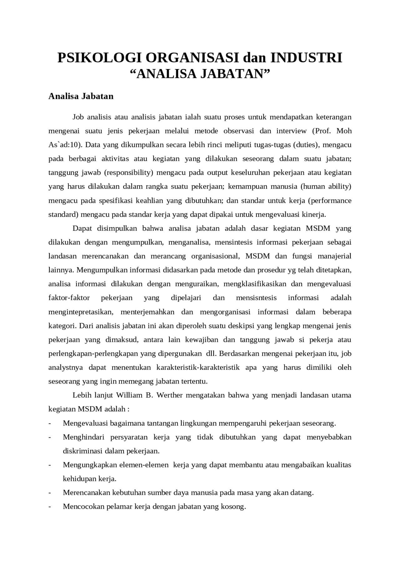 Job Analysis Psychology | Lecture notes Industrial and organizational ...