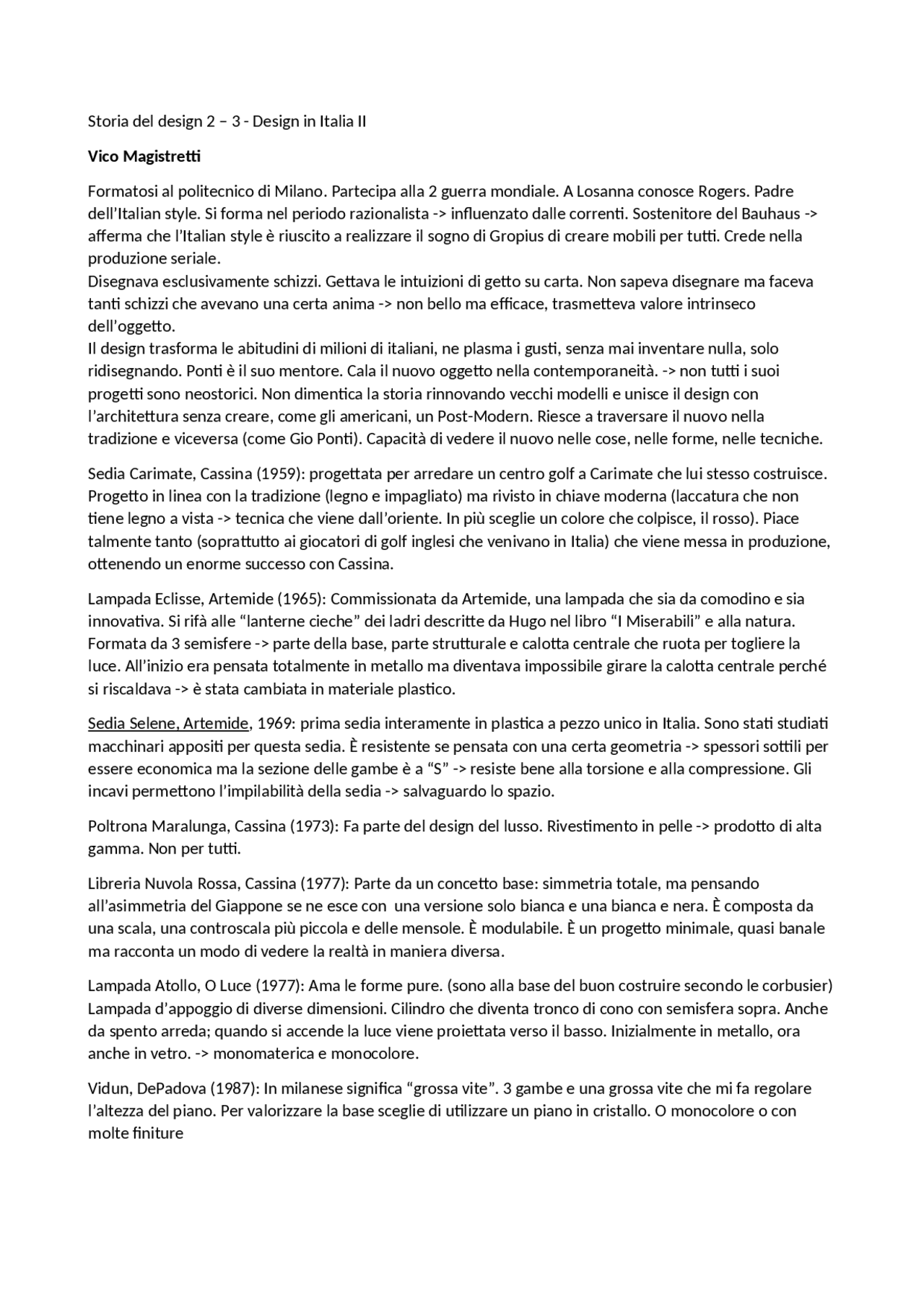 Storia del design 2 - Design in Italia II IED | Appunti di Storia del ...