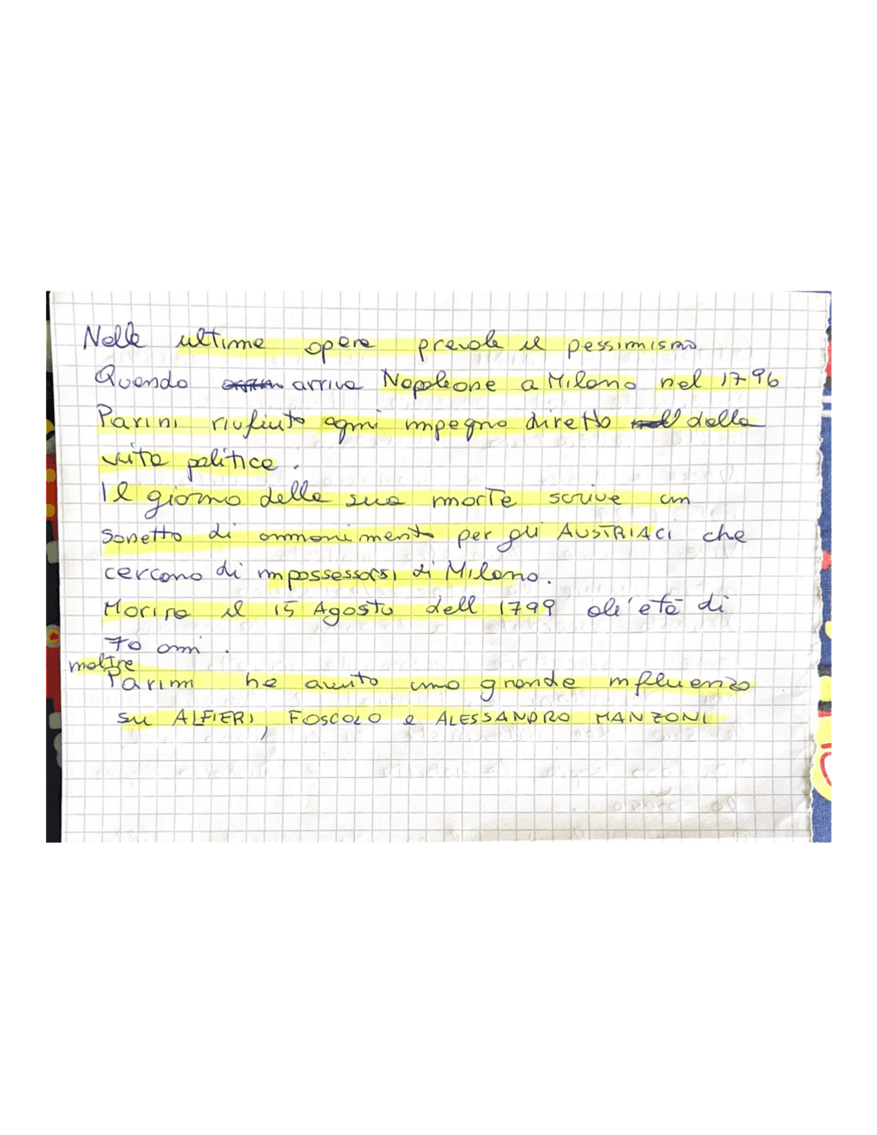 Giuseppe Parini Parte 2 Schemi E Mappe Concettuali Di Storia Docsity