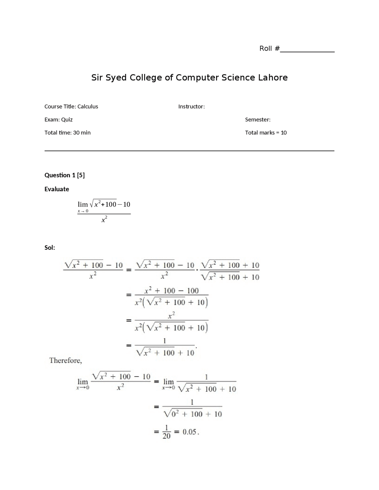 Some Important Calculus Quizzes Quizzes Calculus Docsity