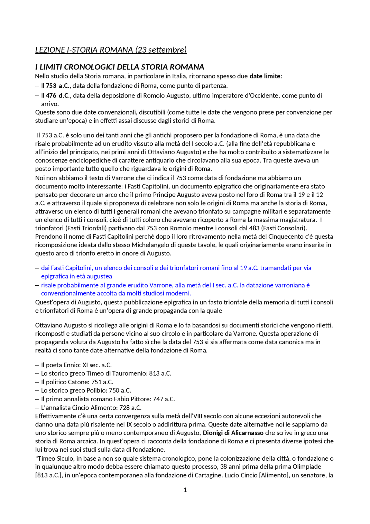 Corso di Storia Romana completo | Appunti di Storia Romana | Docsity