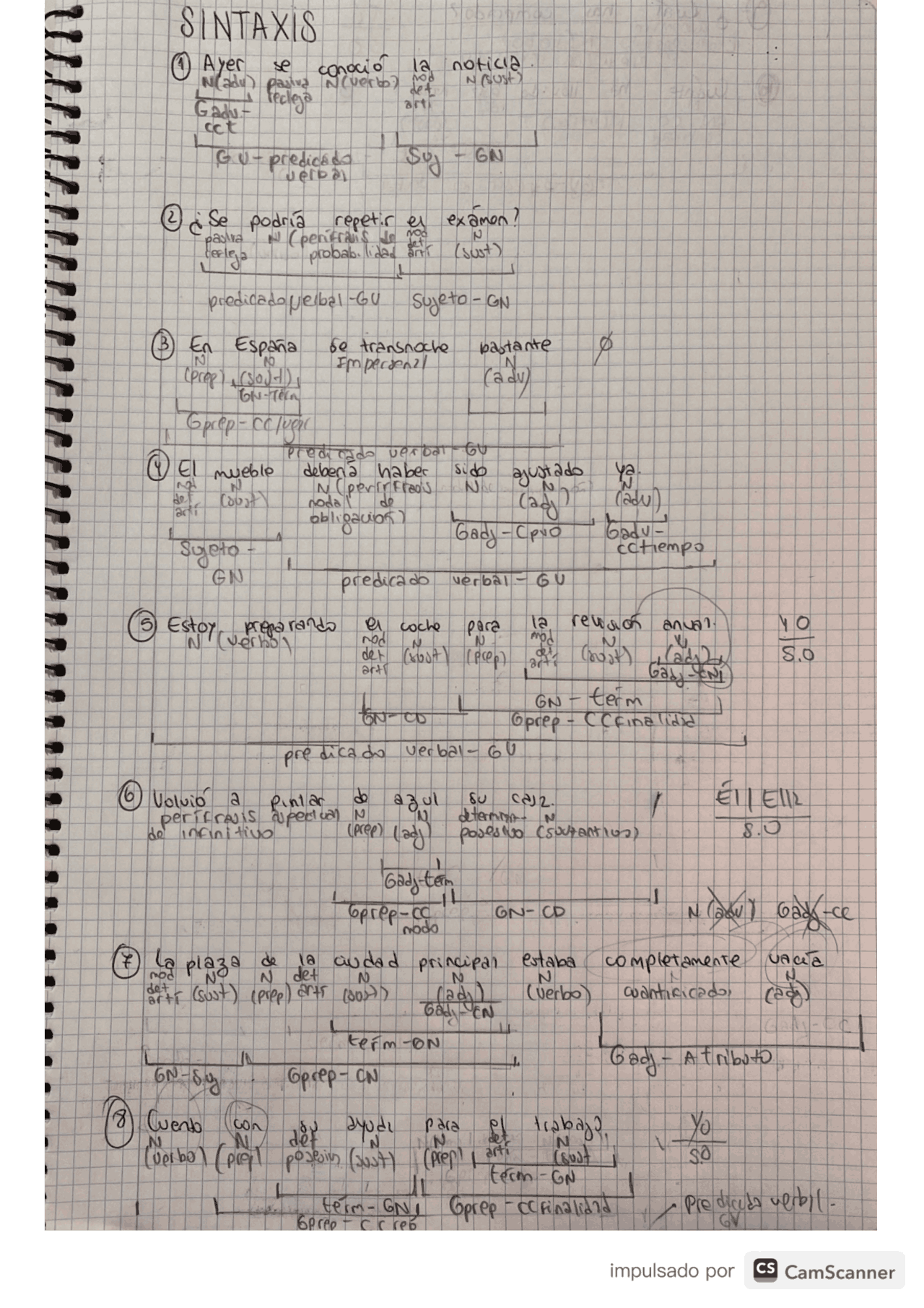 Oraciones simples de sintaxis | Ejercicios de Lengua y Literatura | Docsity