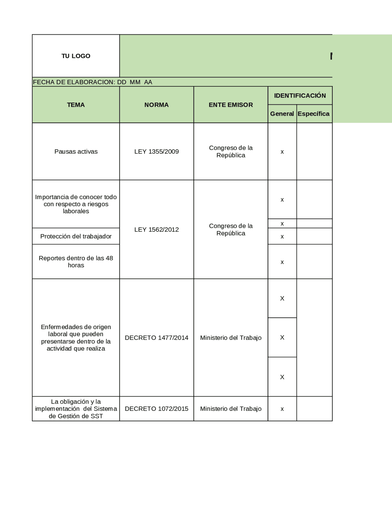 MATRIZ DE REQUISITOS LEGALES | Guías, Proyectos, Investigaciones de Sistemas Integrados | Docsity
