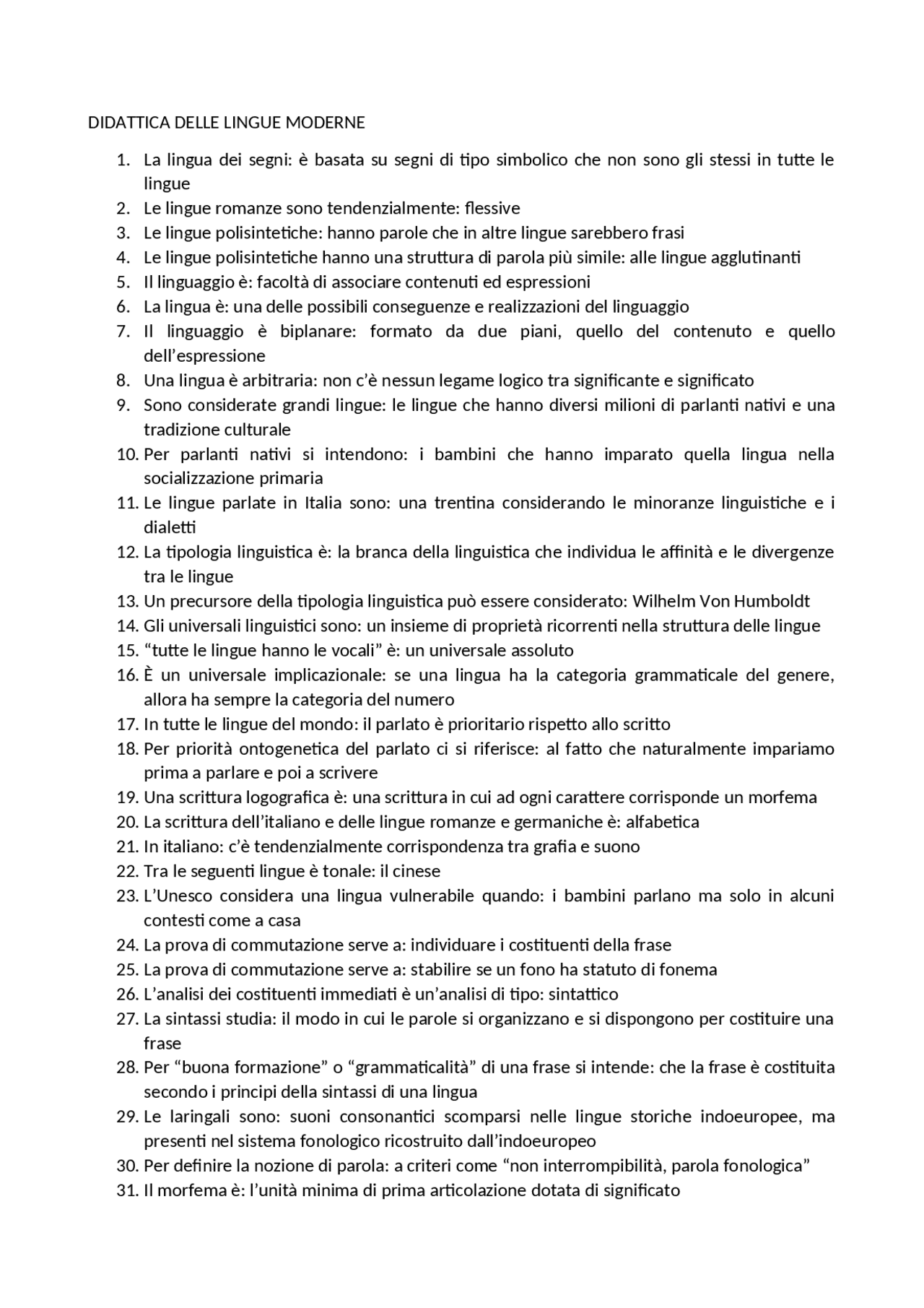 Didattica Delle Lingue Moderne Panieri Di Linguistica Docsity