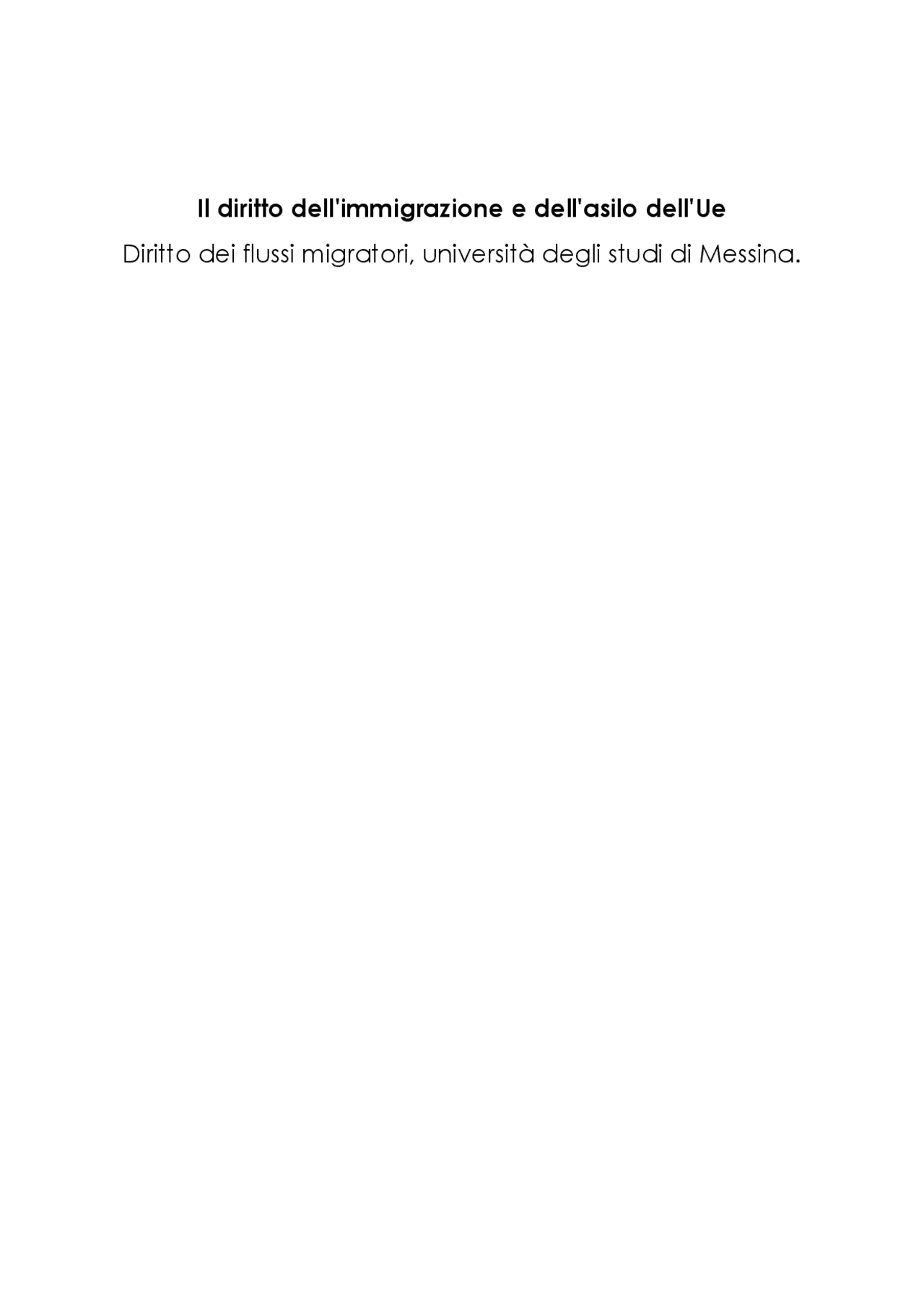Riassunto Diritto Dei Flussi Migratori Universita Di Messina