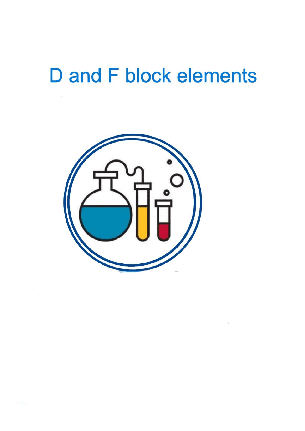 D And F Block Elements | Study notes Chemistry | Docsity