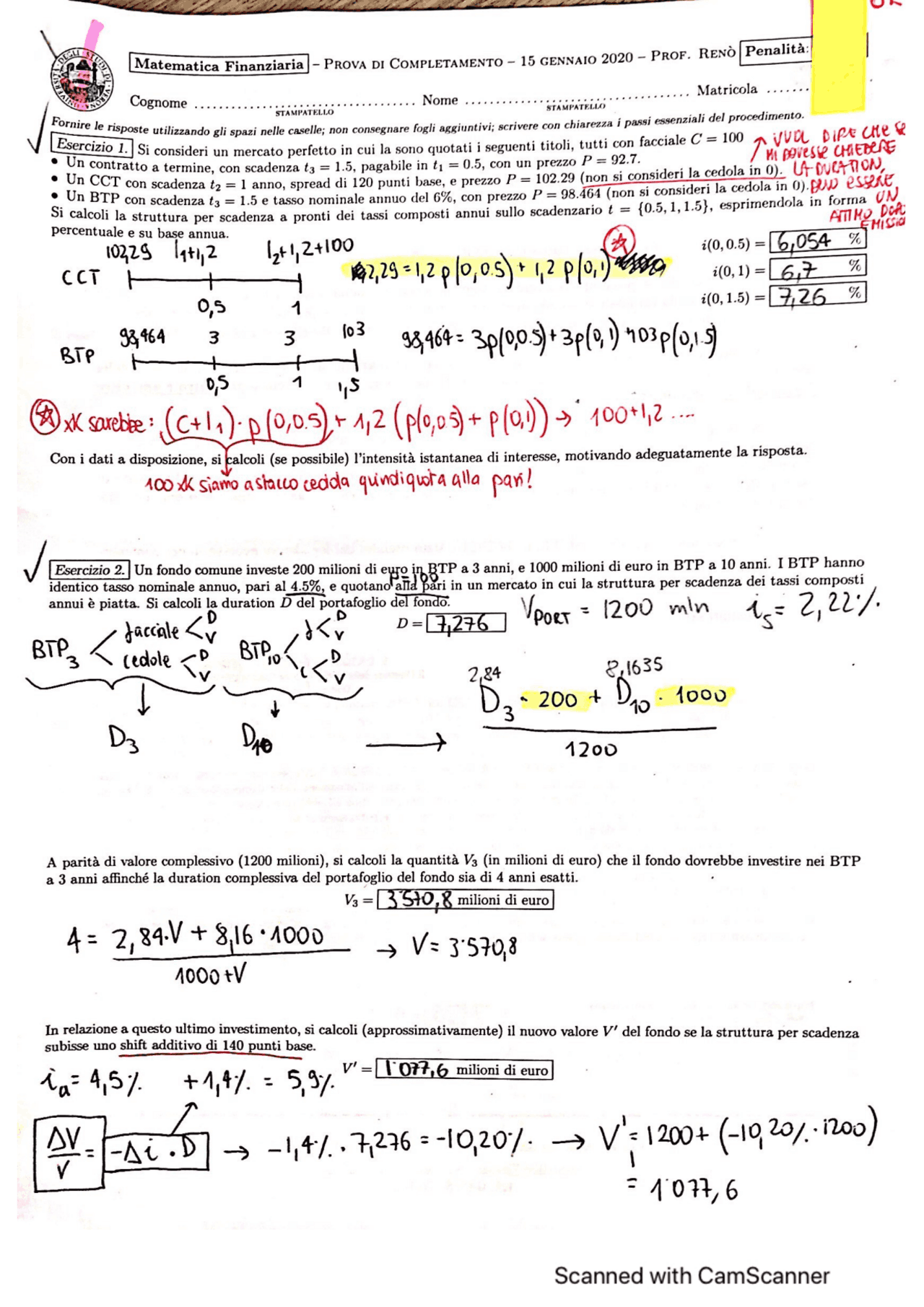 Prova Di Completamento 15 Gennaio 2020 Prove Desame Di Matematica
