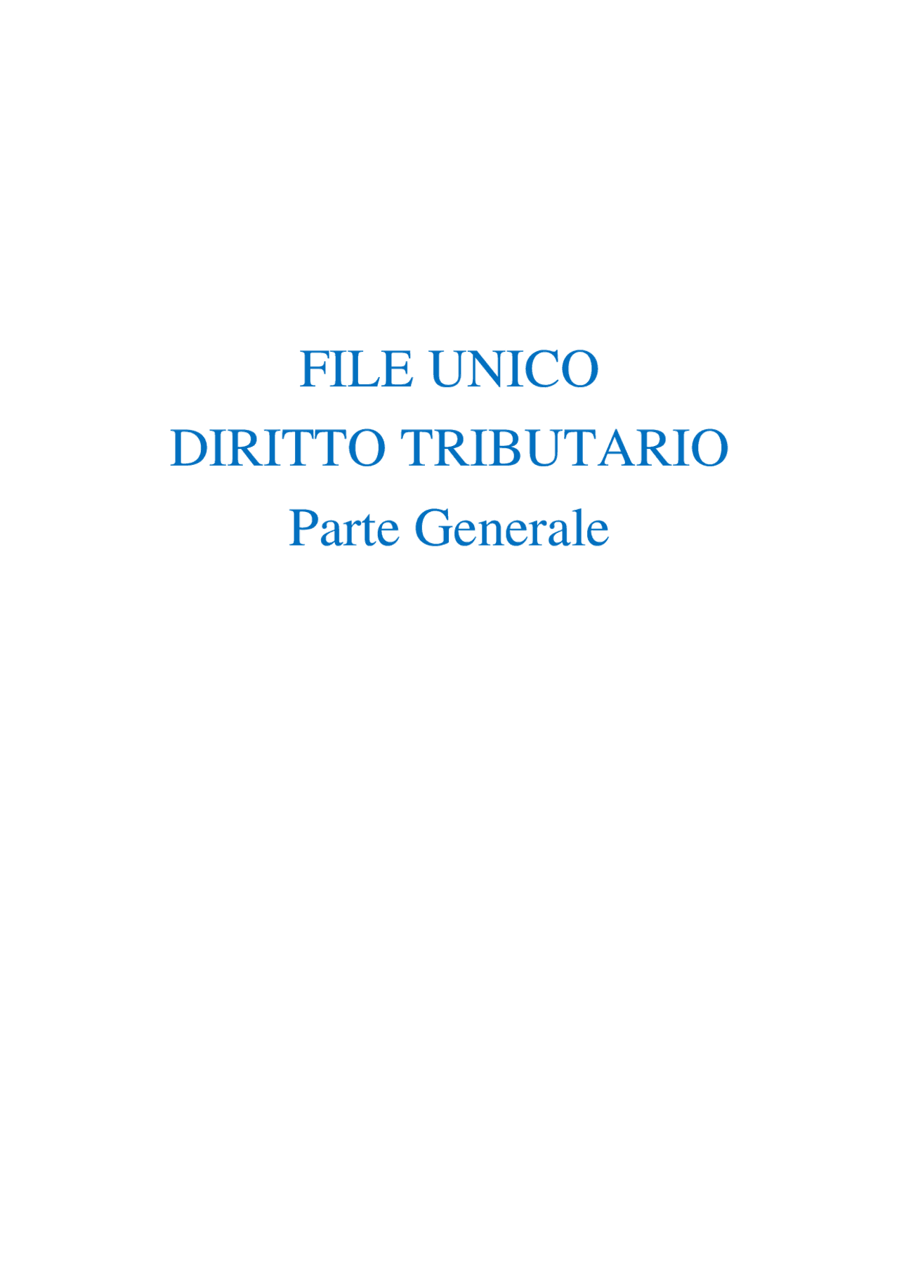 Parte Generale Diritto Tributario Sostanziale Appunti Di Diritto