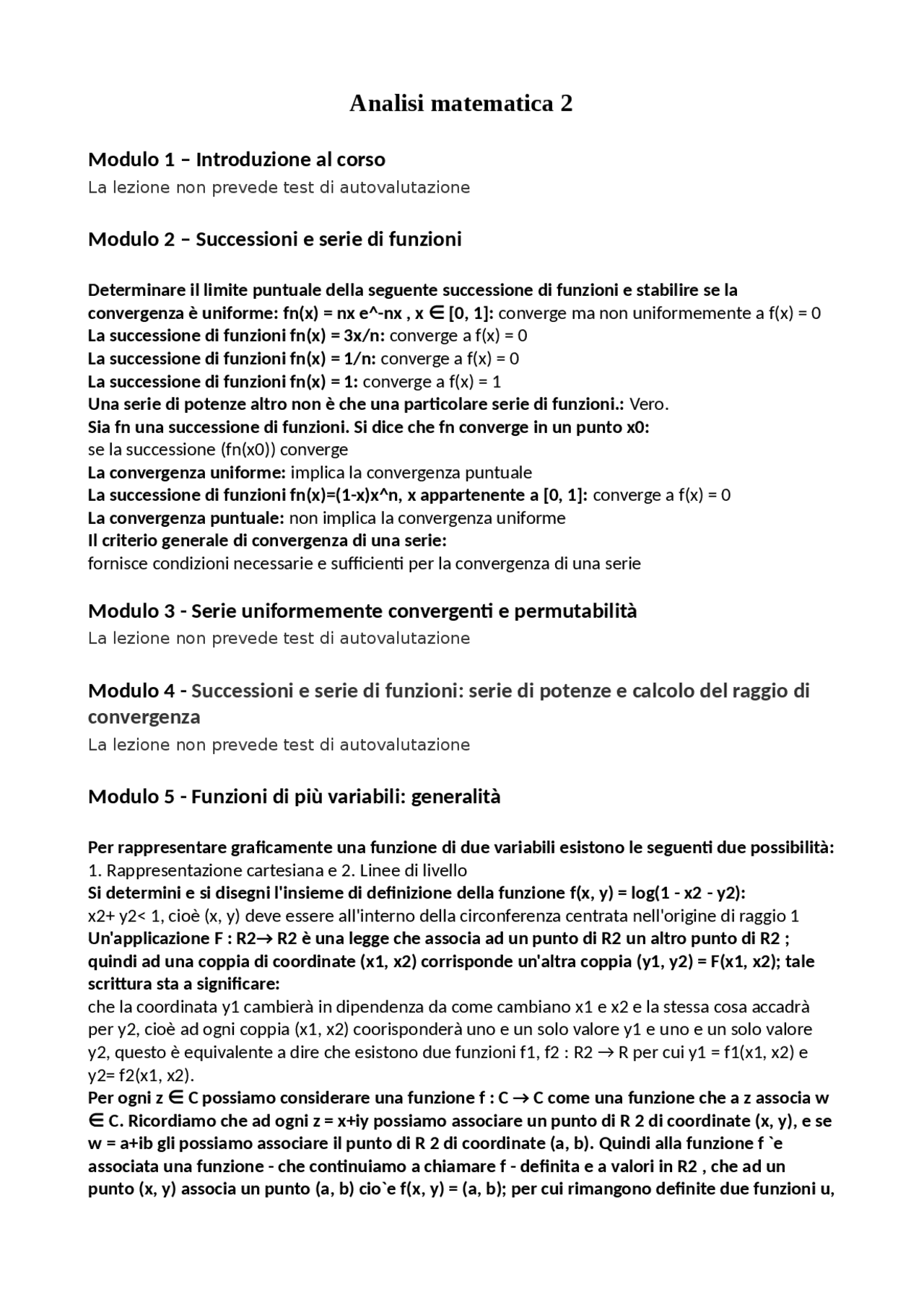 Paniere completo Analisi matematica II L-8 | Panieri di Analisi Matematica II | Docsity