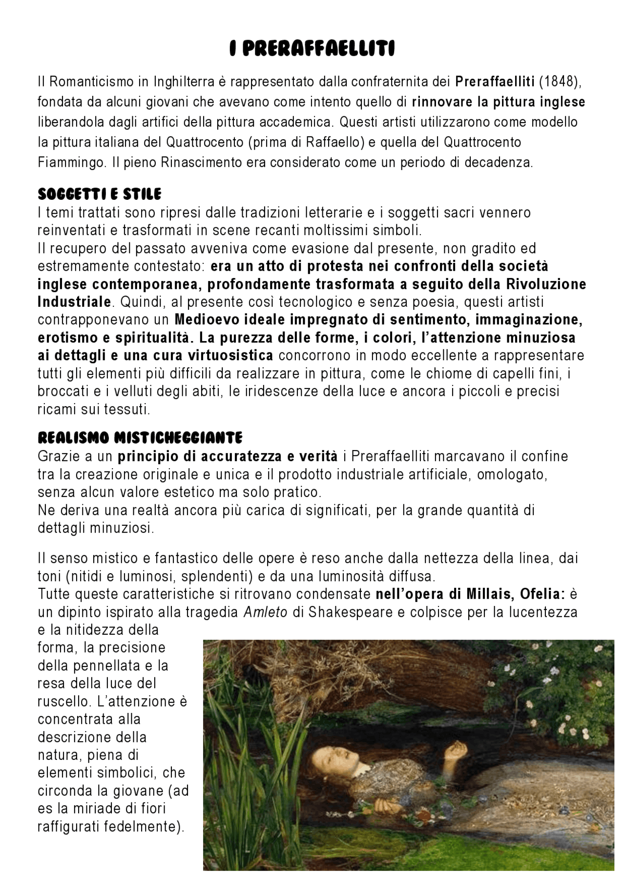Simbolismo Divisionismo E Preraffaelliti Appunti Di Elementi Di