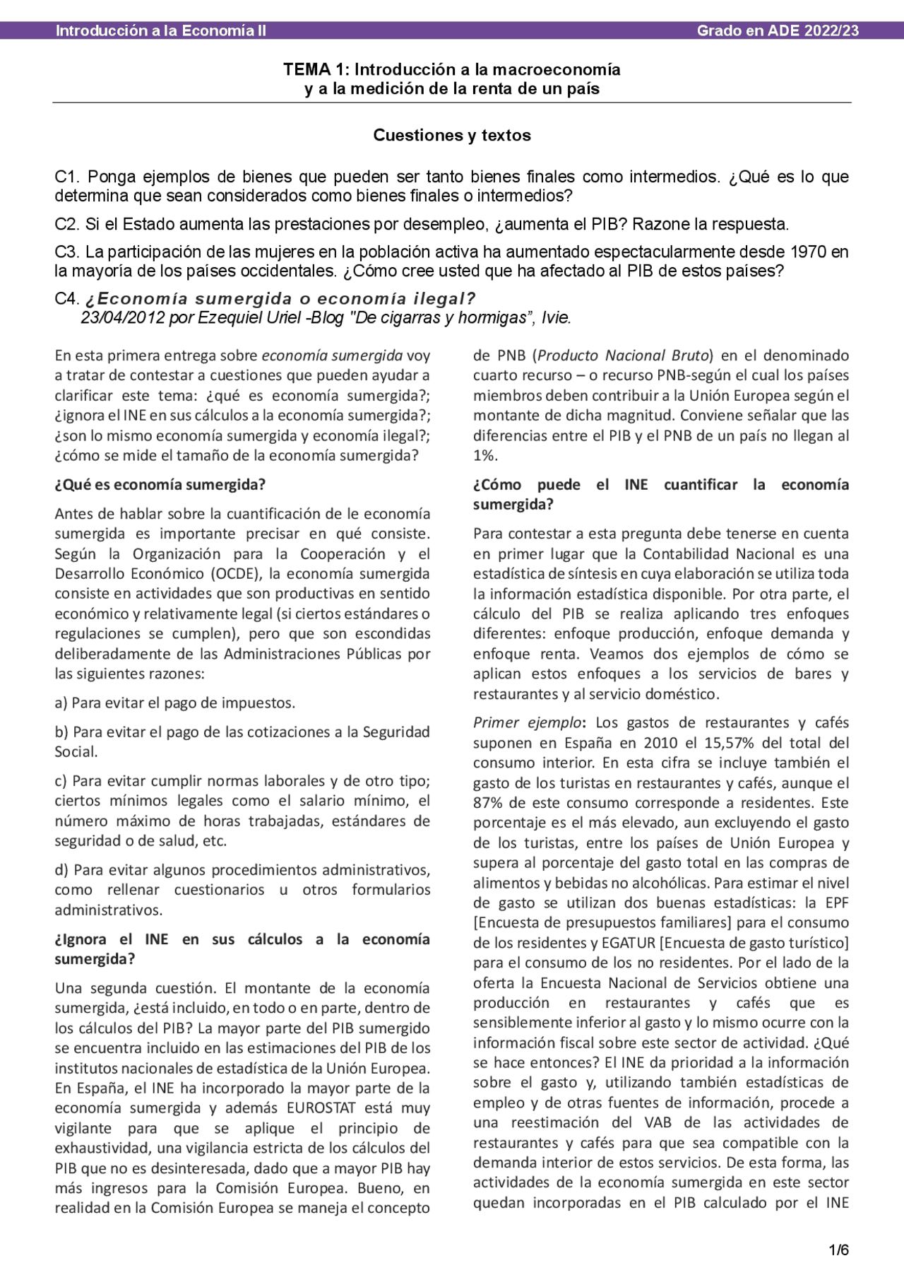 Ejercicios Resueltos Tema 1 Ejercicios De Introducción A La Economía
