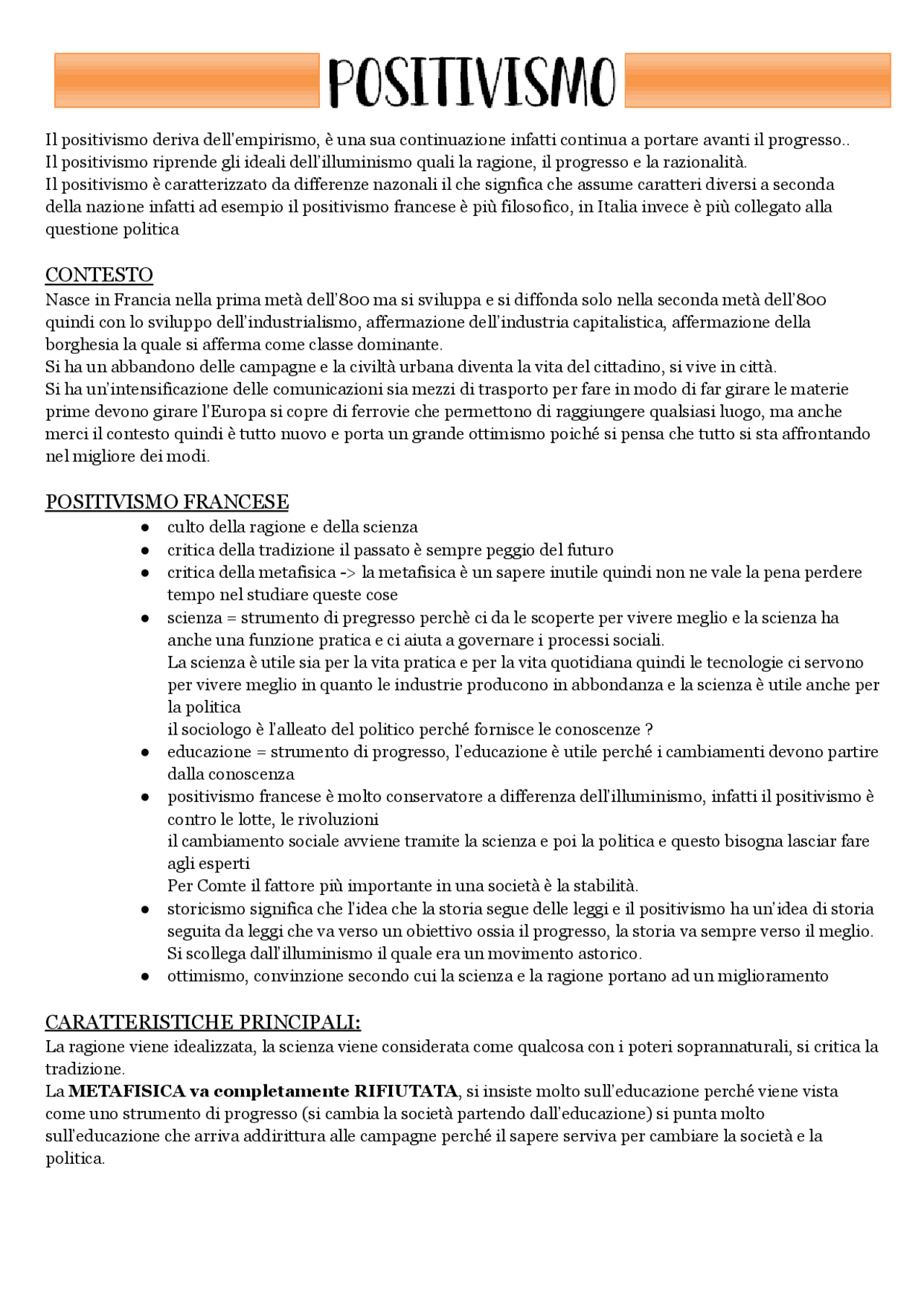 Positivismo e Comte - contesto, positivismo francese, caratteristiche ...