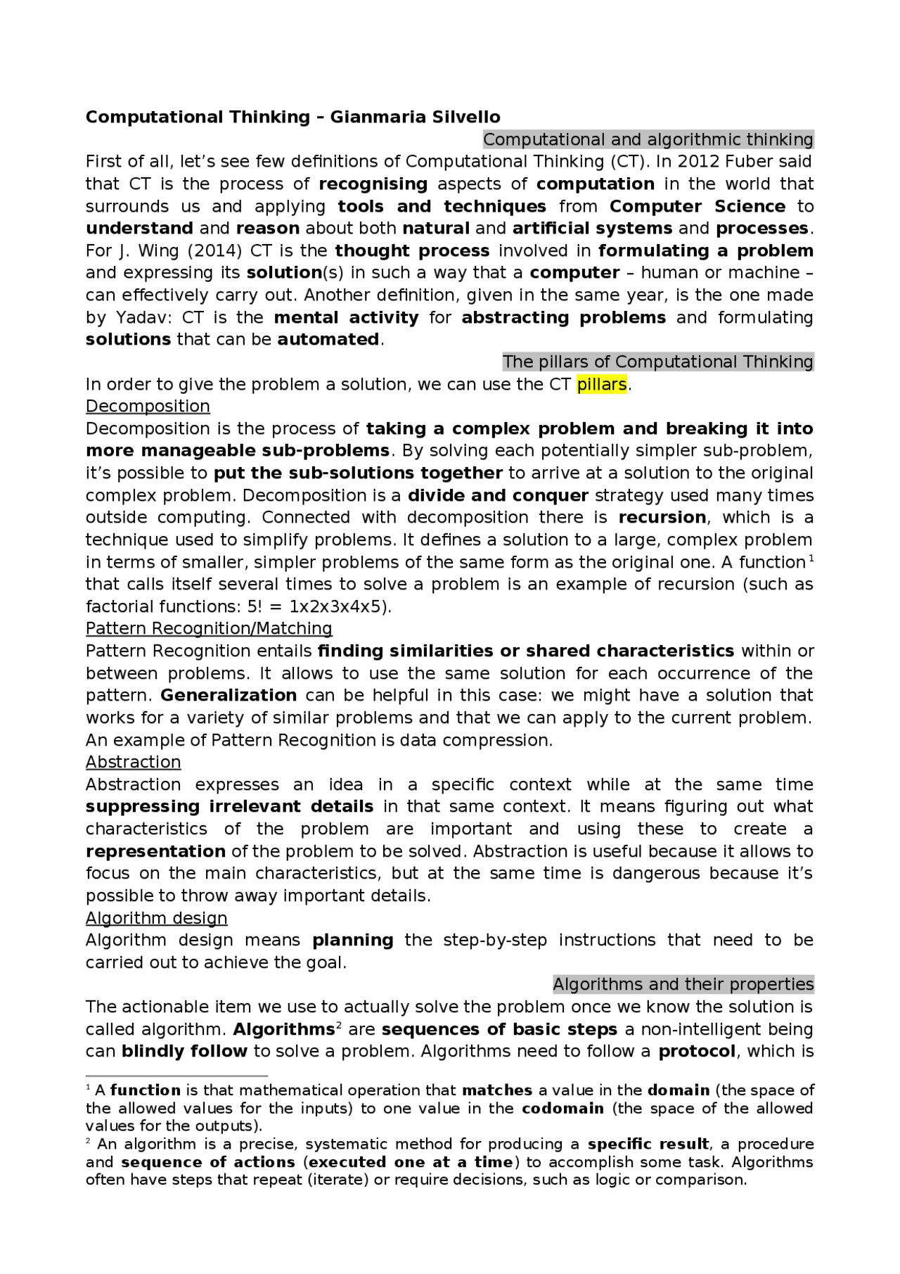 Computational Thinking Appunti Del Corso Appunti Di Programmazione E Tecnologie Web Docsity