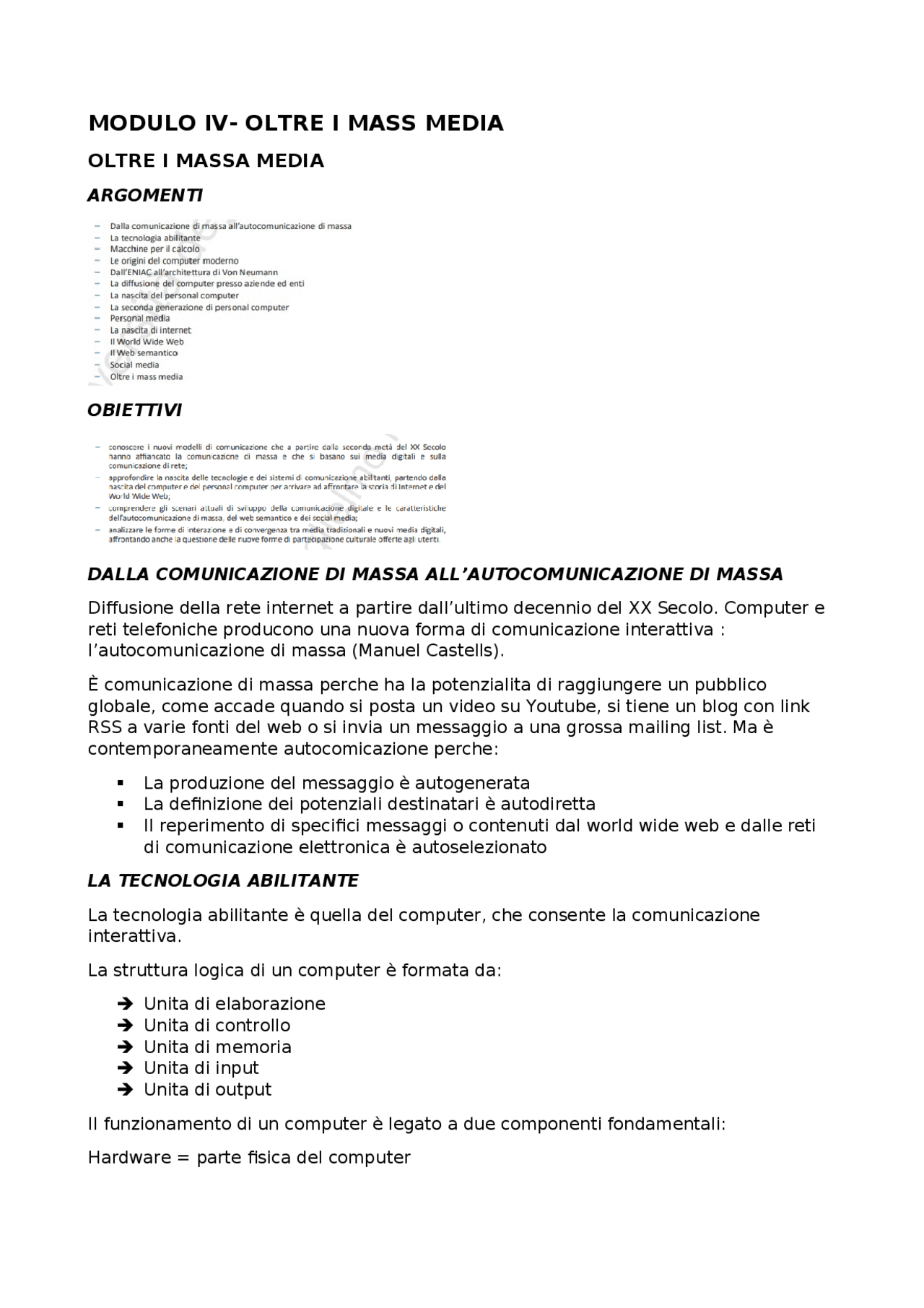 MODULO IV OLTRE I MASS MEDIA | Appunti di Teorie e tecniche della ...