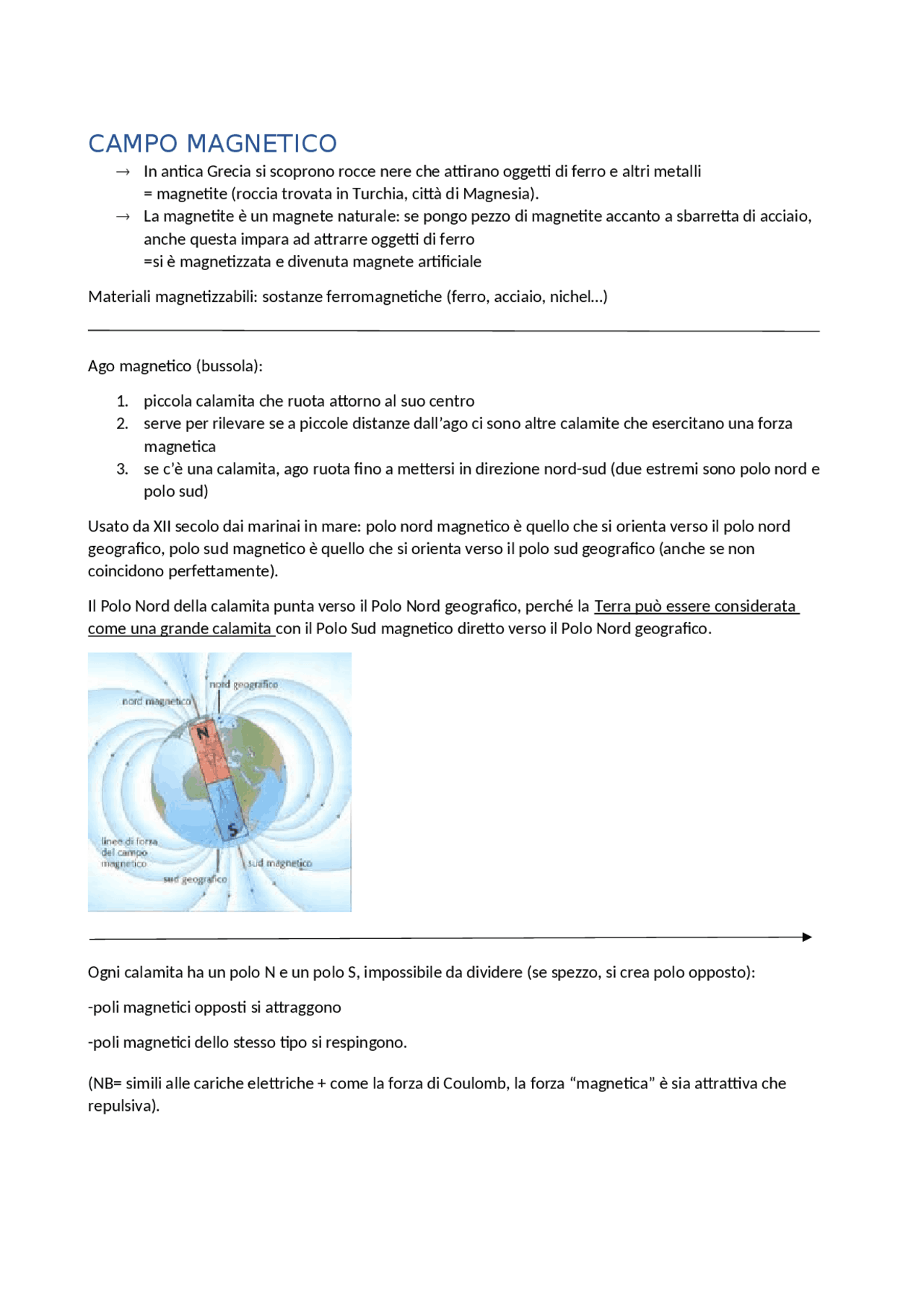 Campo magnetico-fisica | Appunti di Fisica | Docsity