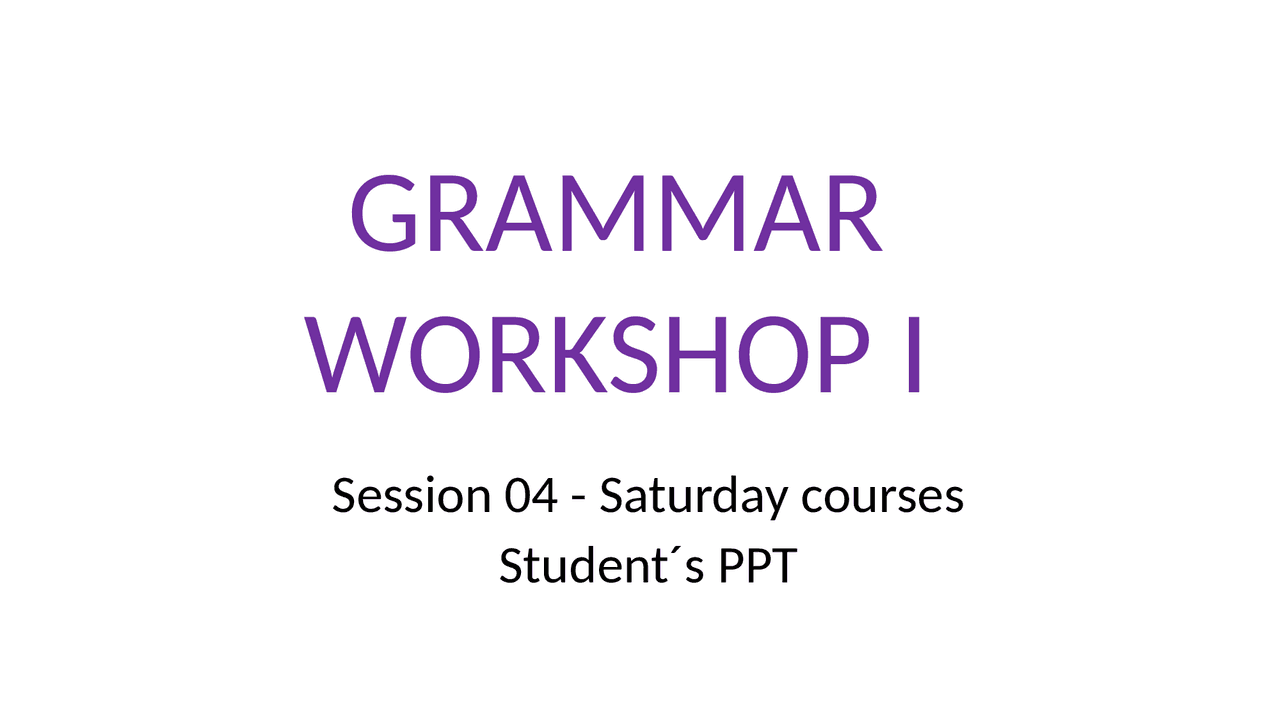 Workshop 01. workshop 01. | Diapositivas de Idioma Inglés | Docsity