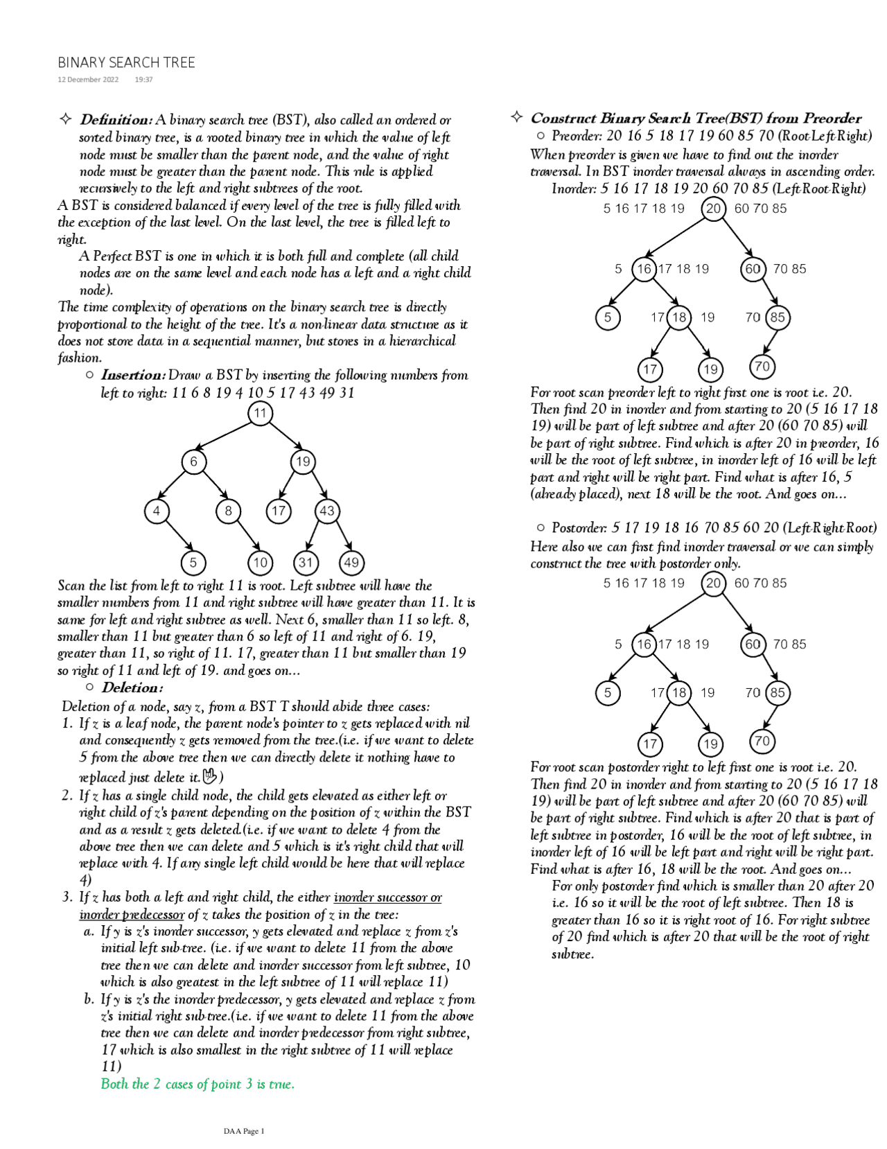 Binary search tree and operations | Lecture notes Computer Architecture ...