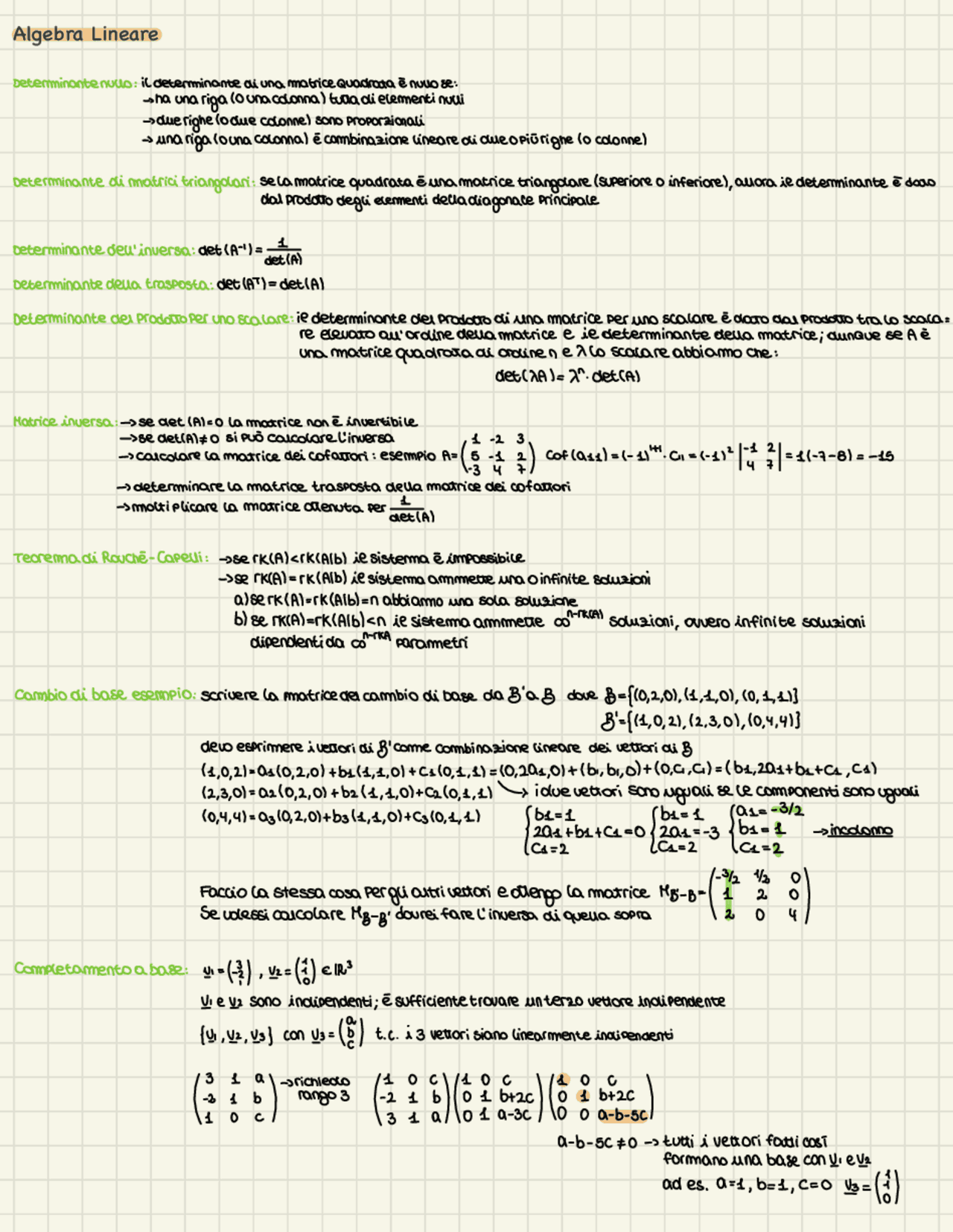 NOTE E RIASSUNTO PROGRAMMA DI ANALISI E GEOMETRIA 2 | Schemi e mappe concettuali di Algebra ...