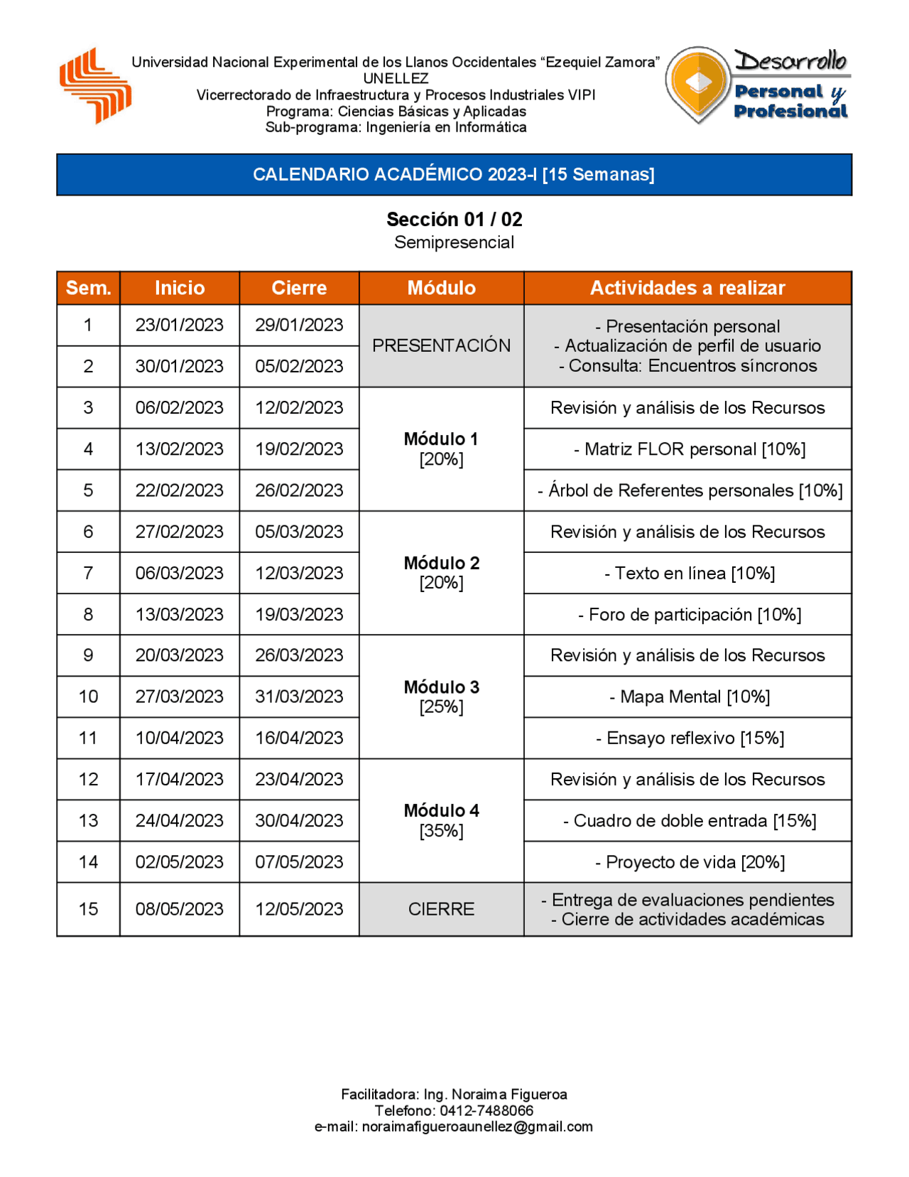 Calendario ejercicios | Ejercicios de Física | Docsity