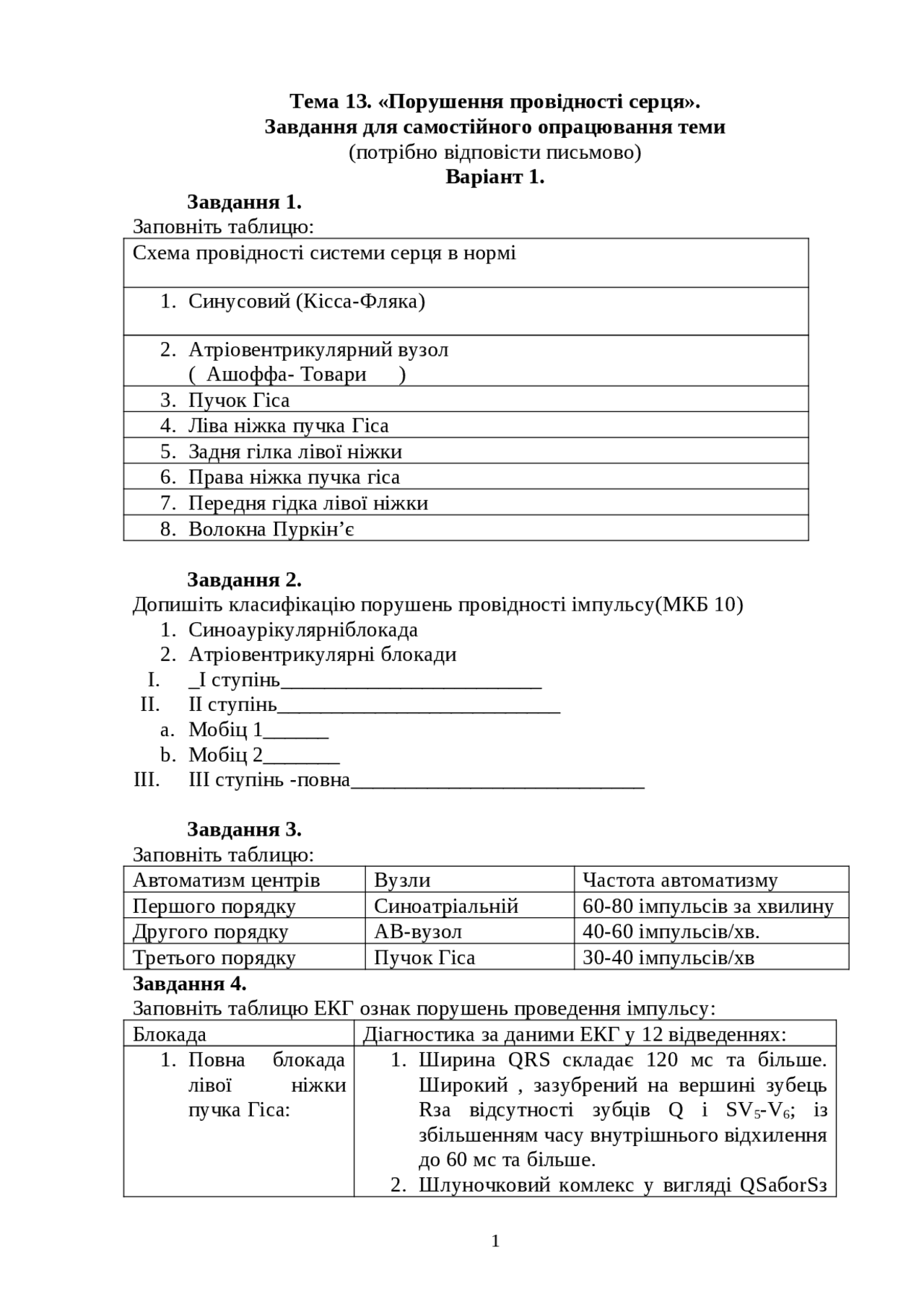 внутрішня медицина 5 курс робочий зошит порушення провідності серця