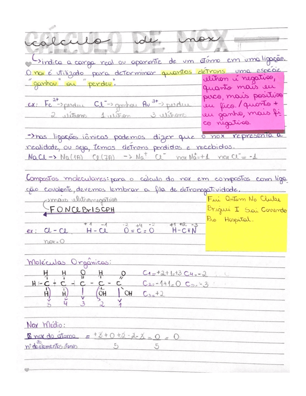 Resumo Cálculo De Nox Notas De Aula Química Docsity