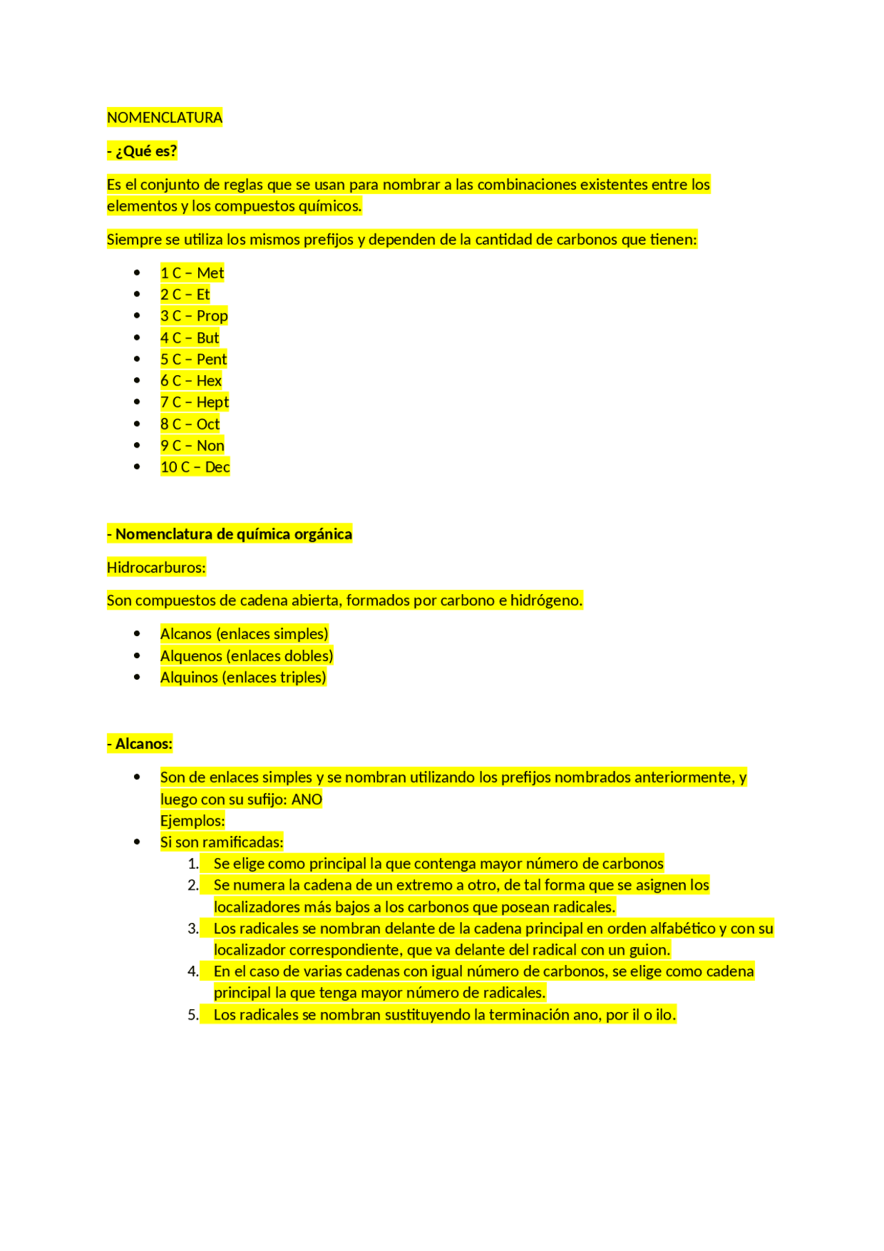 Resumen De Nomenclatura Resúmenes De Química Docsity