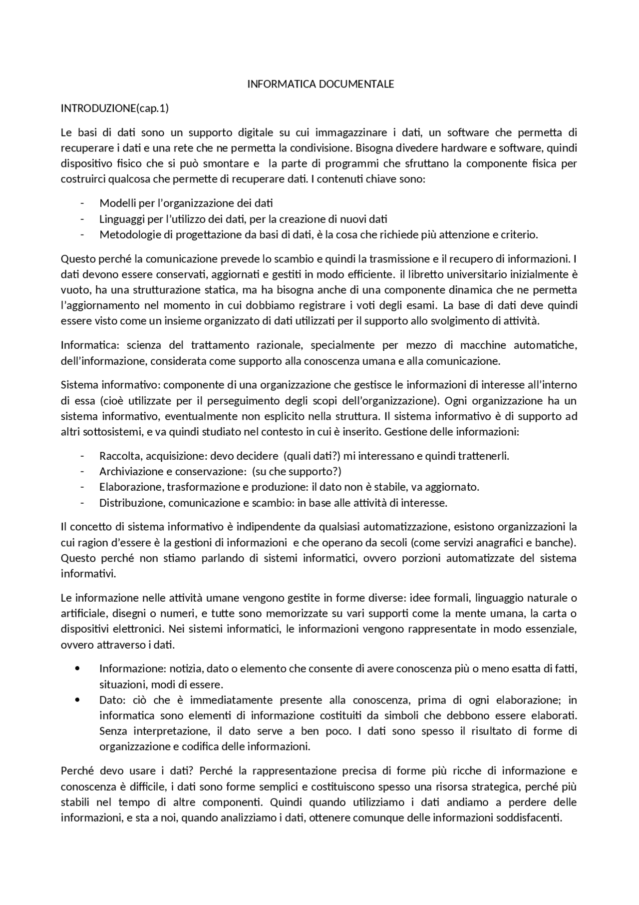 Appunti Informatica Documentale Appunti Di Fondamenti Di Informatica