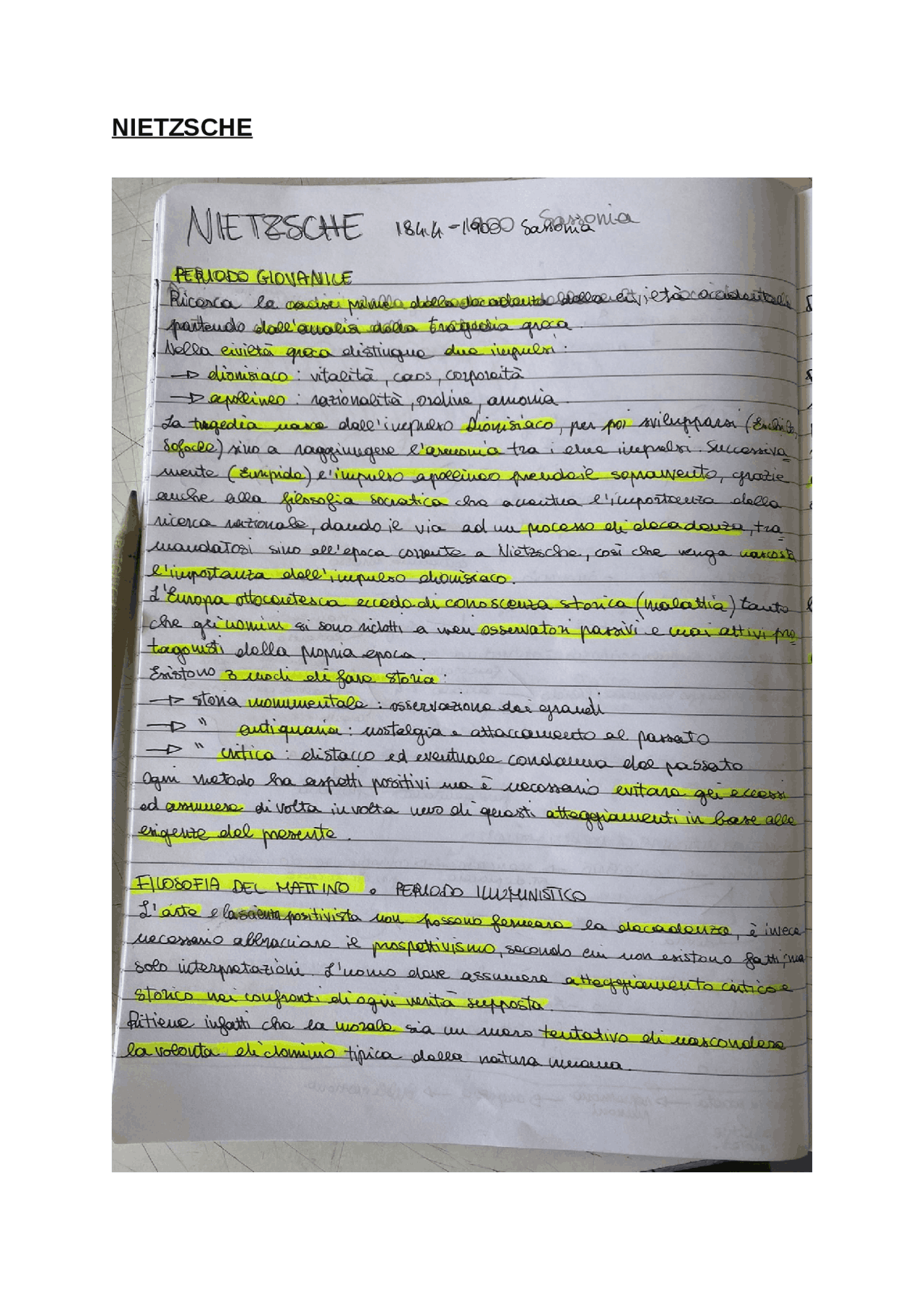 Nietzsche: concetti chiave | Notes de Philosophie | Docsity