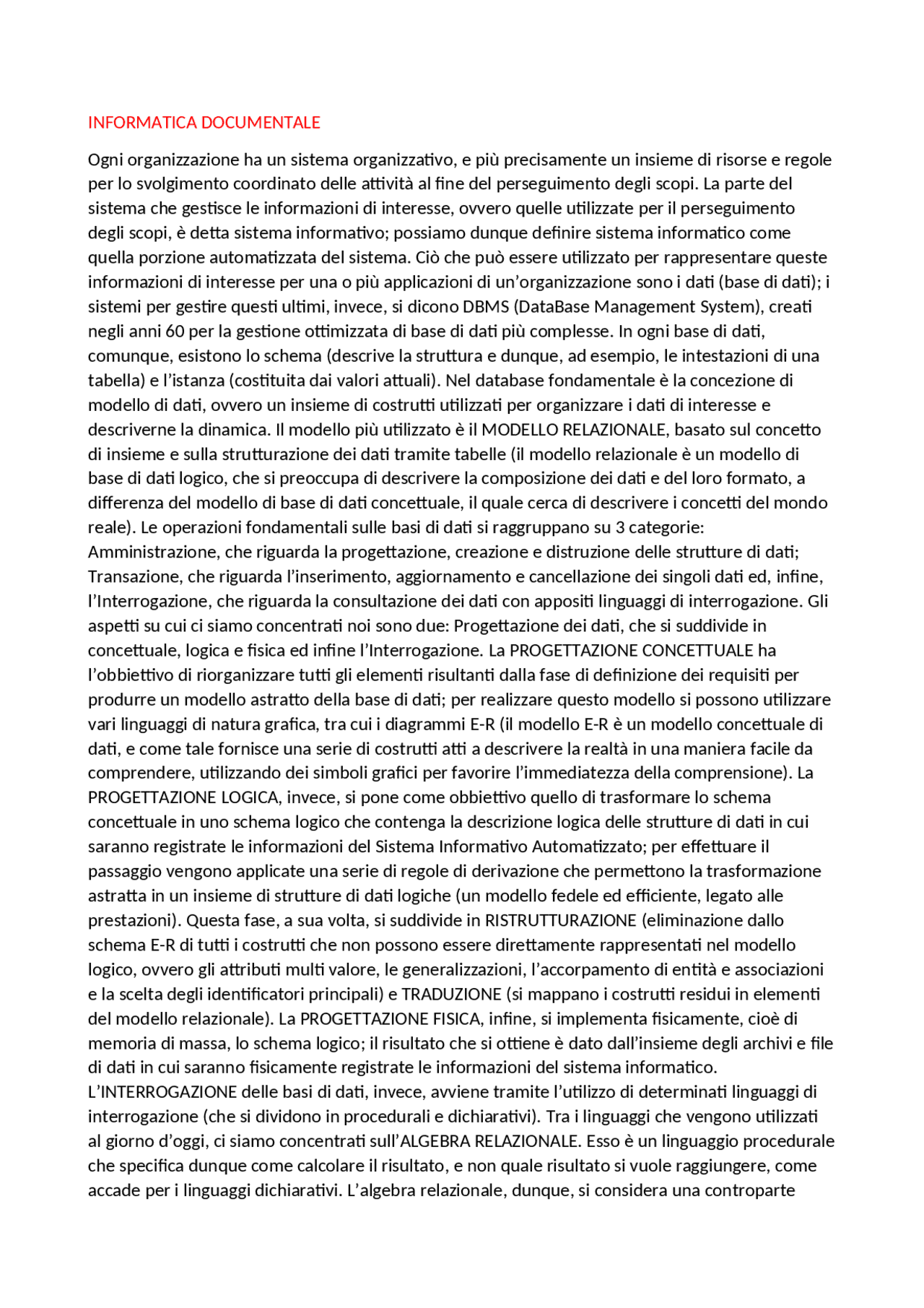 Appunti Di Informatica Documentale Univr Appunti Di Elementi Di
