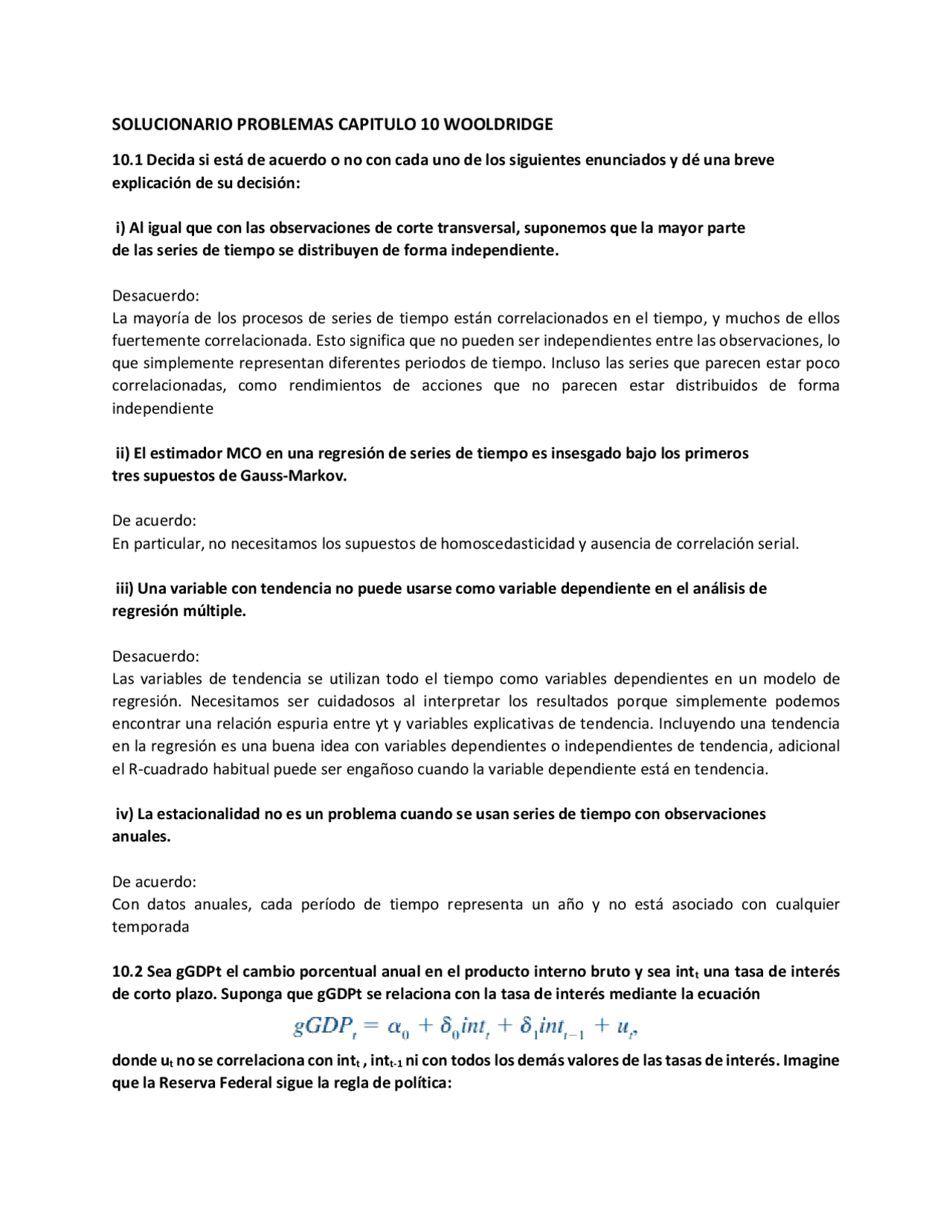 Ejercicios Cap 10 Wooldridge 4 Ed Ejercicios De Econometría Docsity