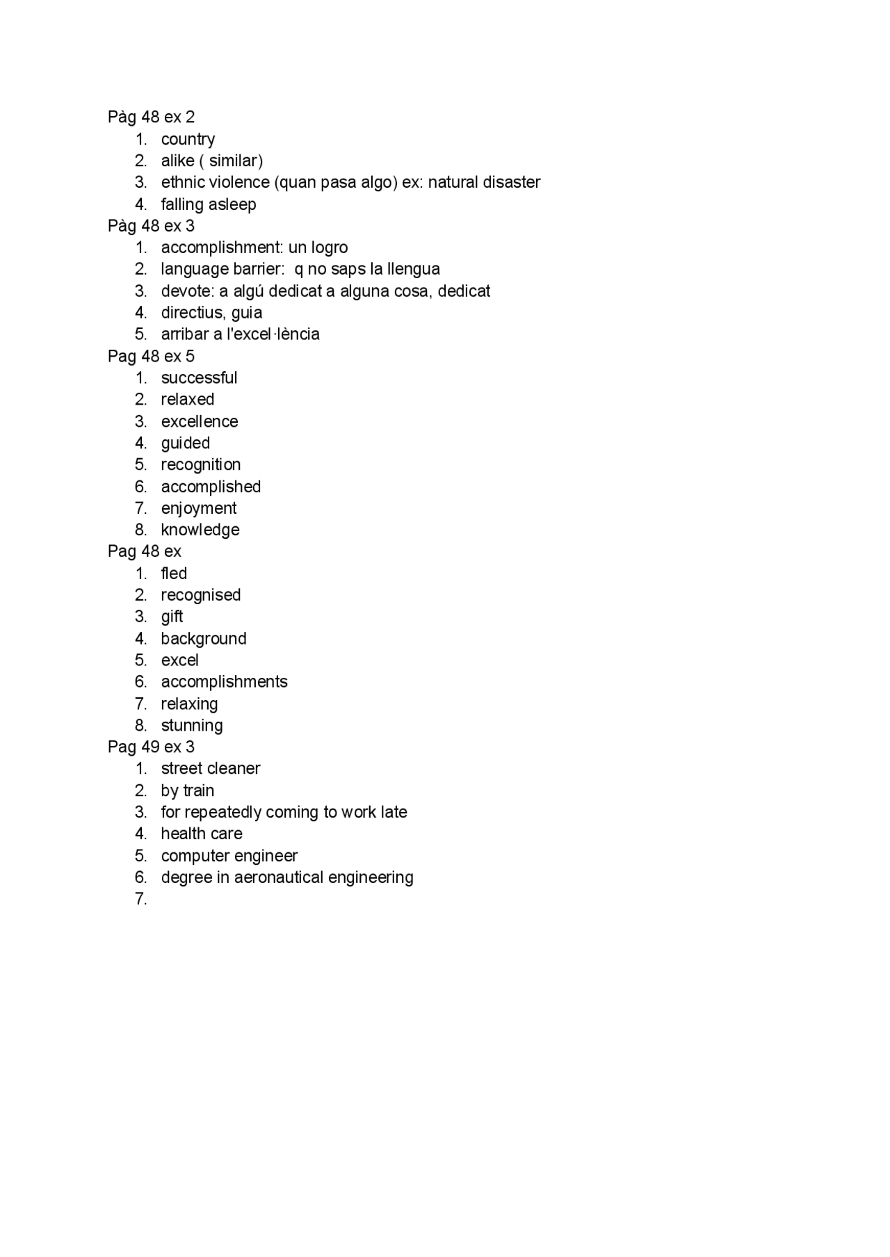 Ejercicios Vocabulary Tema 4 Ejercicios De Inglés Docsity