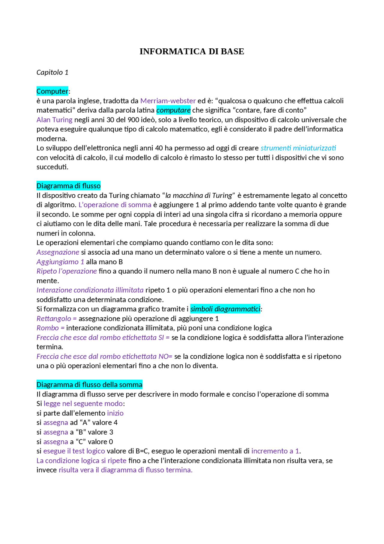 Sintesi del libro informatica di base | Appunti di Fondamenti di ...