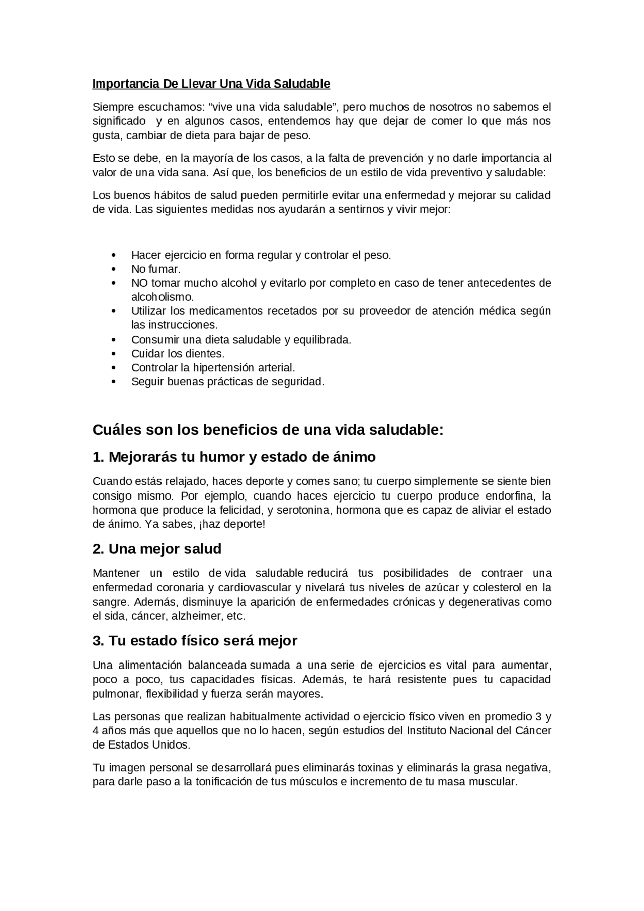 Importancia De Tener Una Vida Saludable Resúmenes De Biología Docsity