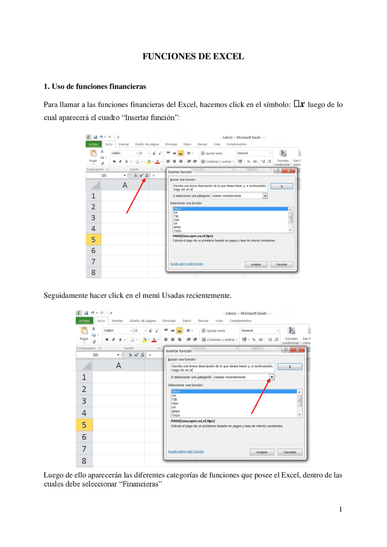 Funciones de economia en excel | Appunti di Ingegneria industriale | Docsity