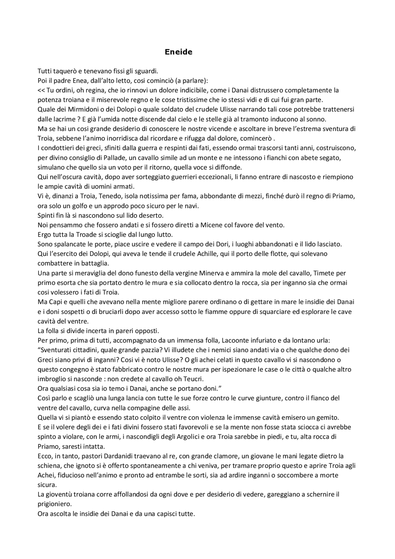 Virgilio:Eneide: libro II | Traduzioni di Letteratura latina | Docsity