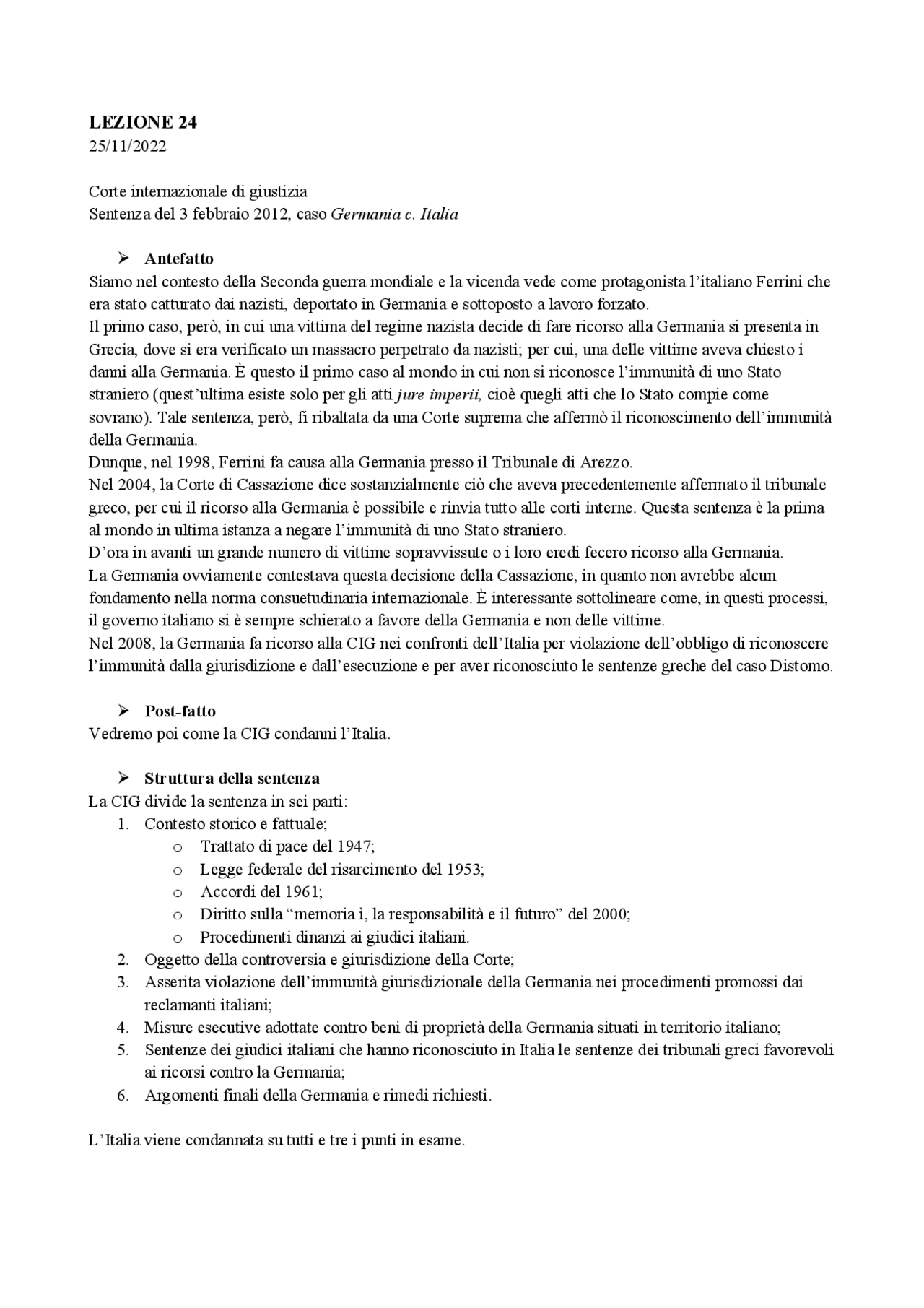 Caso Corte CEDU Sentenza del 3 febbraio 2012, caso Germania c. Italia ...