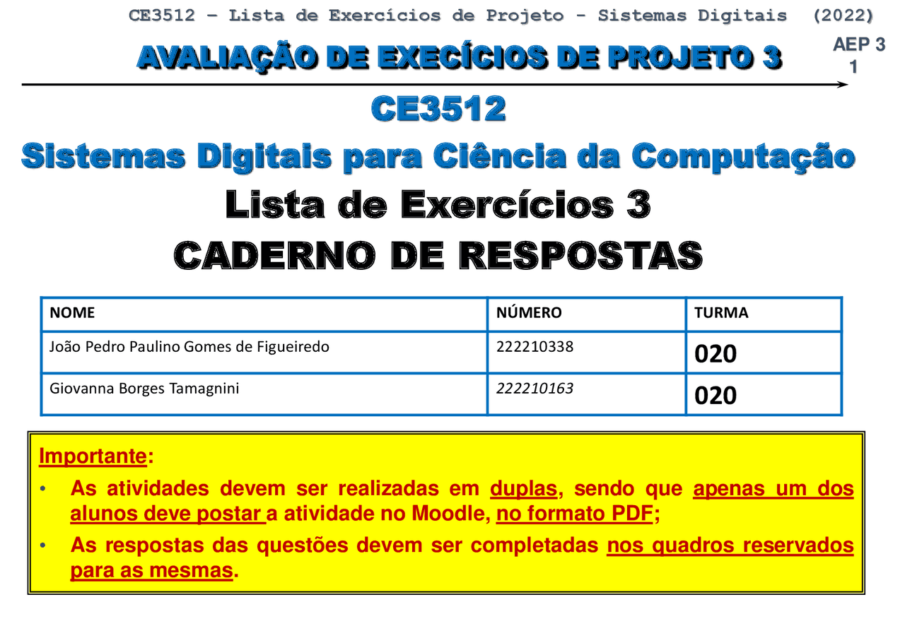 QuestÕes Sistemas Digitais Exercícios Redes De Computadores Docsity