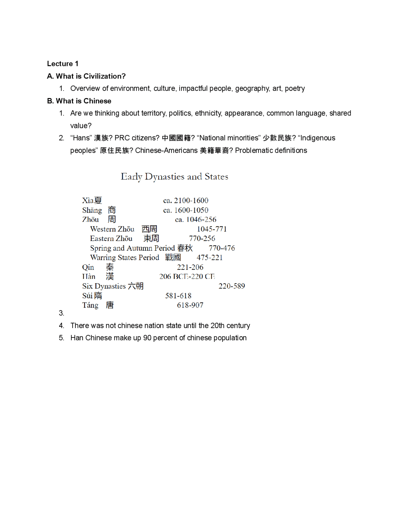 Lecture One Notes Chinese 50 Schemes And Mind Maps Chinese Culture