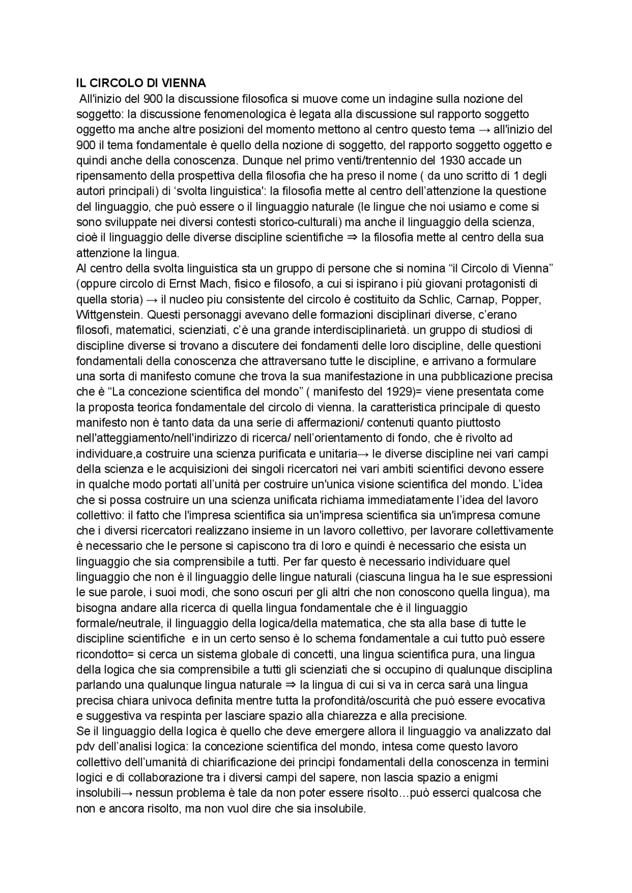 Storia della filosofia: Circolo di Vienna e Carnap e Russell | Appunti ...