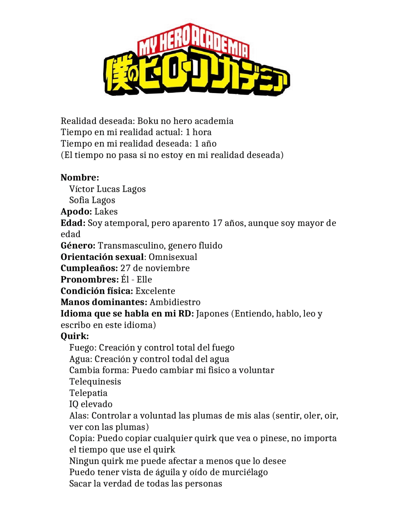 Guion Realidad deseada bnha | Ejercicios de Lengua y Literatura | Docsity