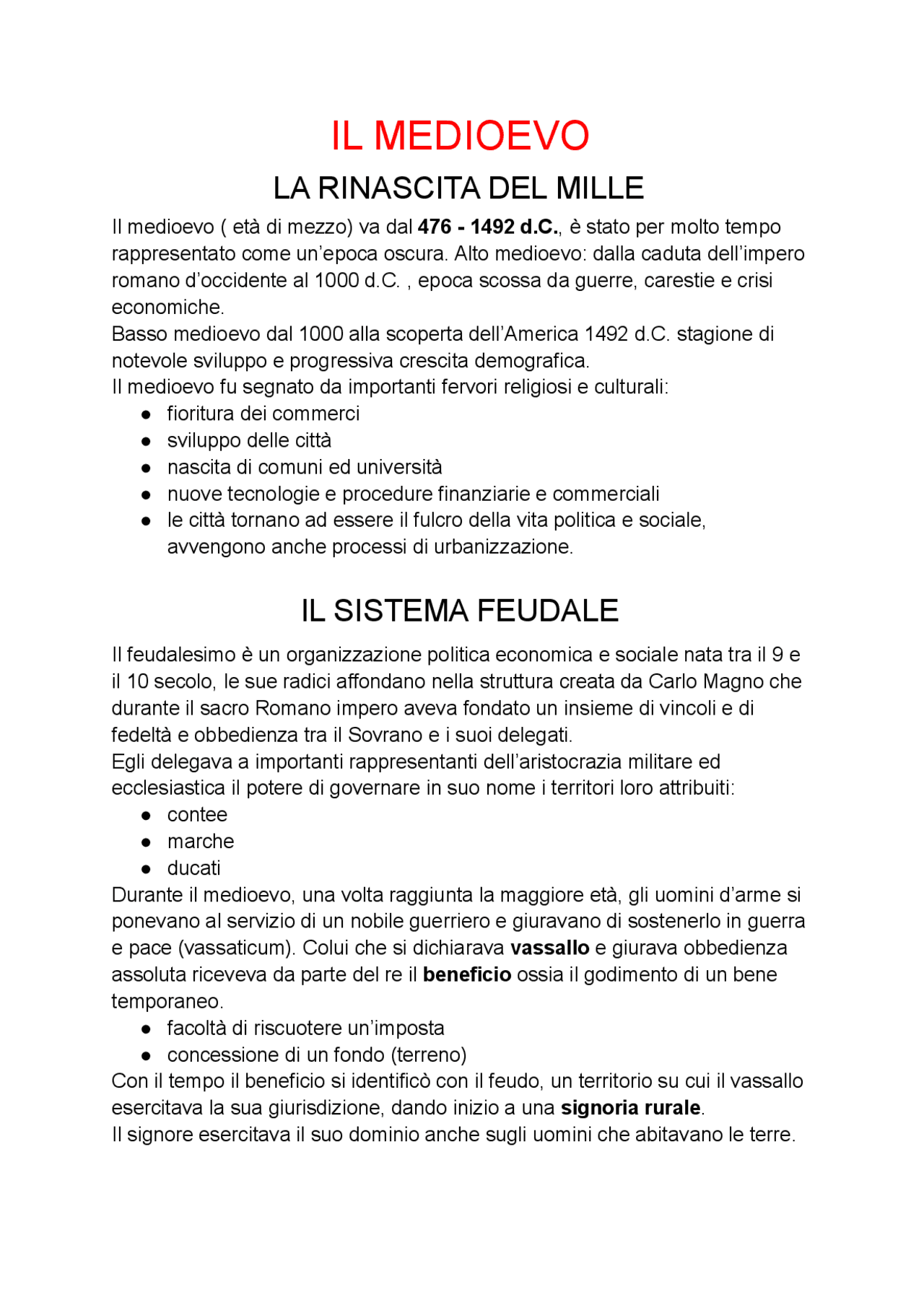 Medioevo Dal Feudalesimo Ai Borghi Schemi E Mappe Concettuali Di