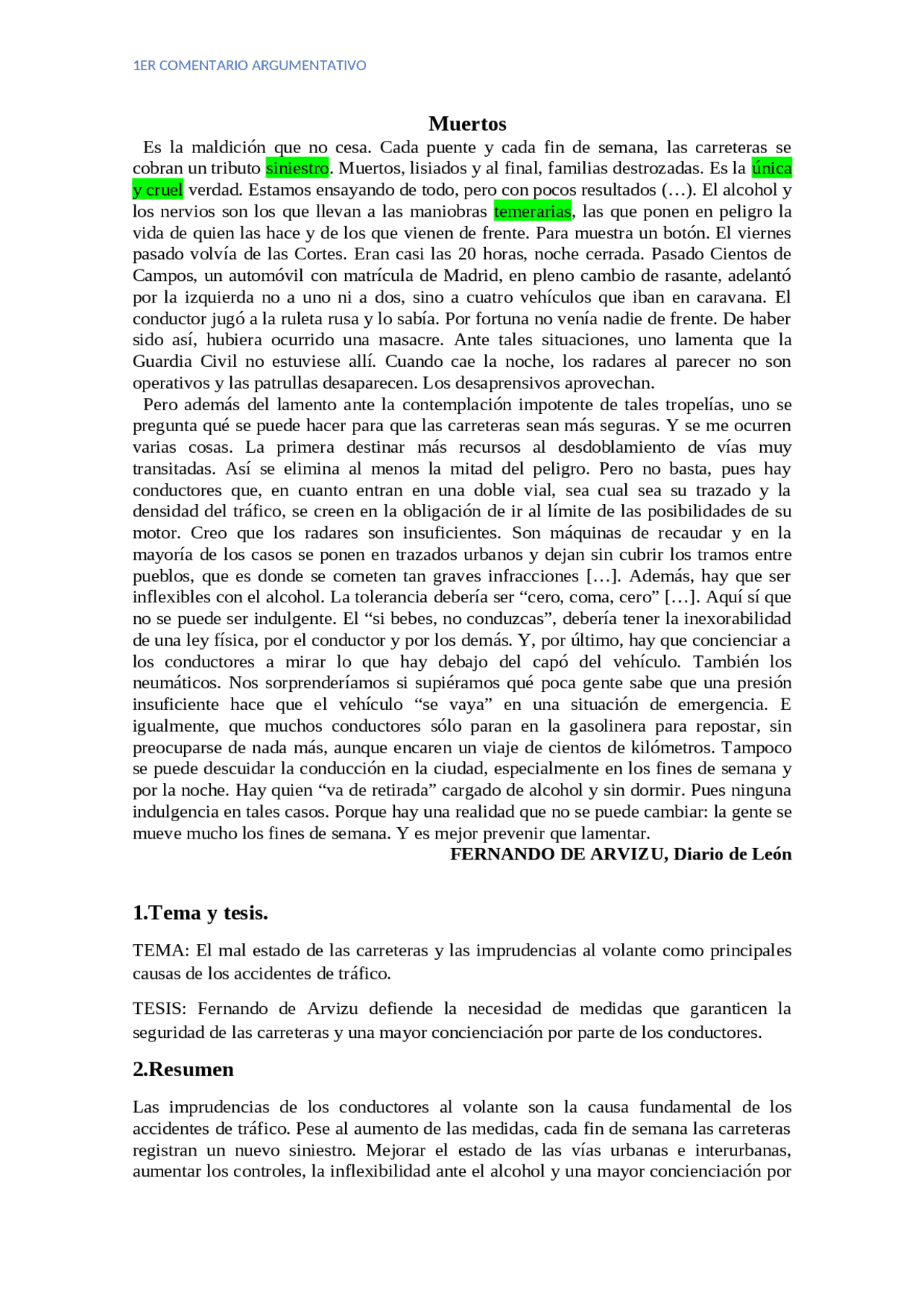 Texto Argumentativosolución Ejercicios De Lengua Y Literatura Docsity