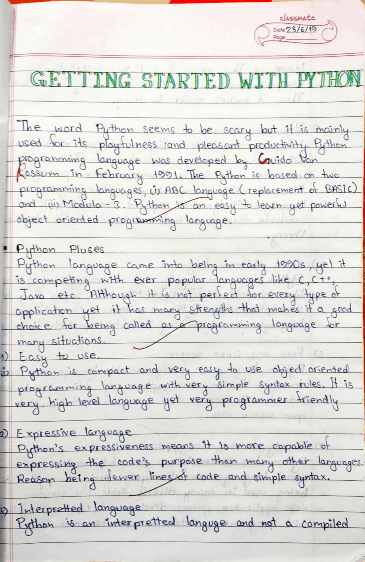 Getting Started With Python Lecture Notes Computer Science Docsity