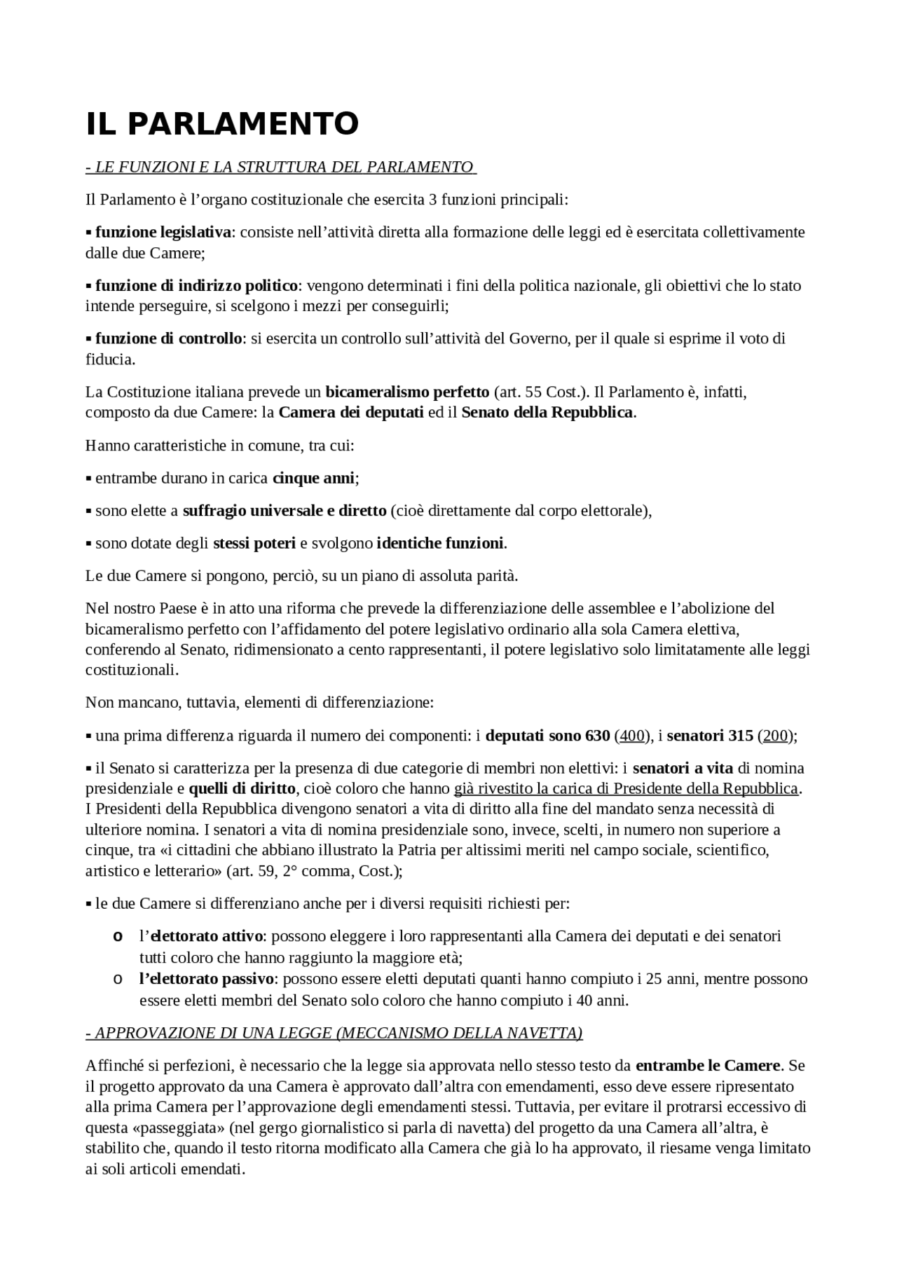 Educazione Civica Parlamento E Governo Schemi E Mappe Concettuali