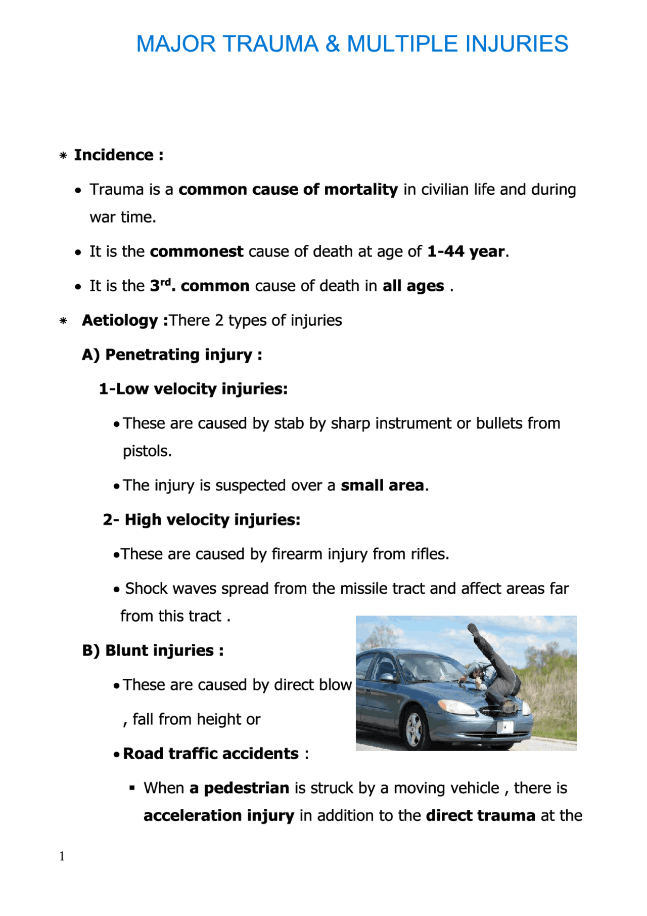 MAJOR TRAUMA IMPORTANT NOTES | Study Guides, Projects, Research Medical ...