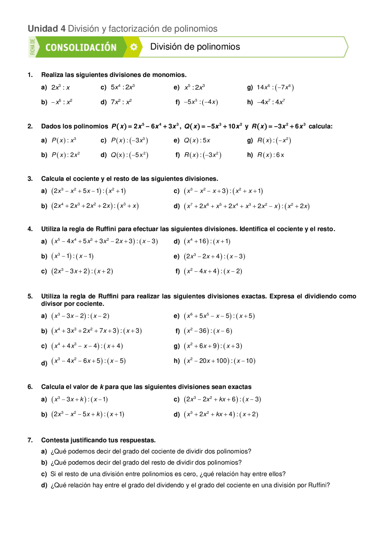 Ejercicios de las cuatro operaciones fundamentales con fracciones ...